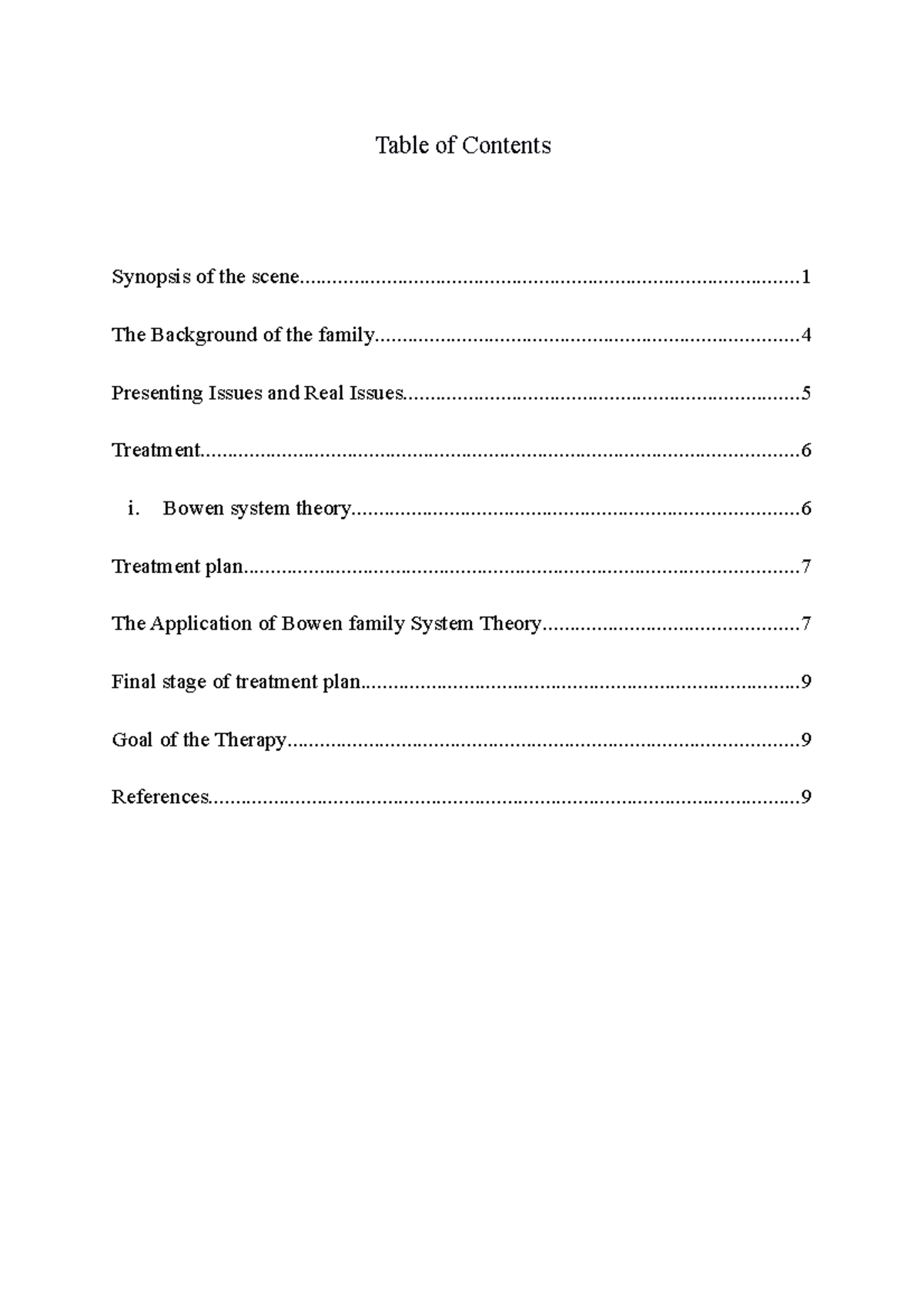 Ind.report completed - Table of Contents Synopsis of the - Studocu