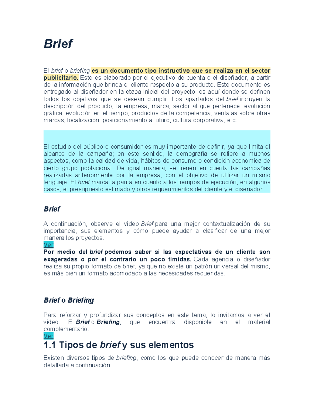 Brief - diseño grafico - Brief El brief o briefing es un documento tipo ...