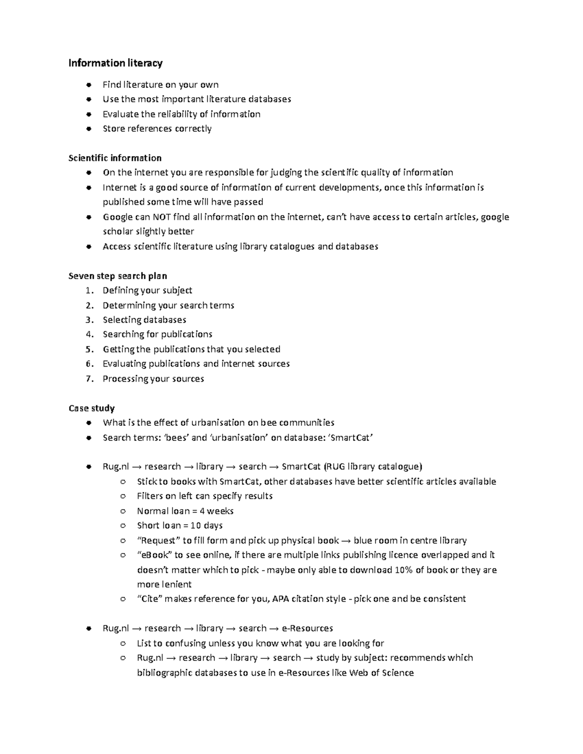 First year symposium - Notes on the lecture on Library - Information ...