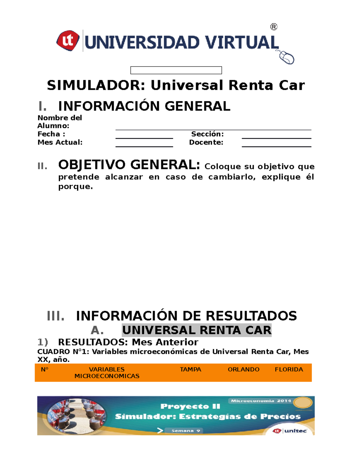 Hoja de reporte del Simulados Micro - SIMULADOR: Universal Renta Car I ...