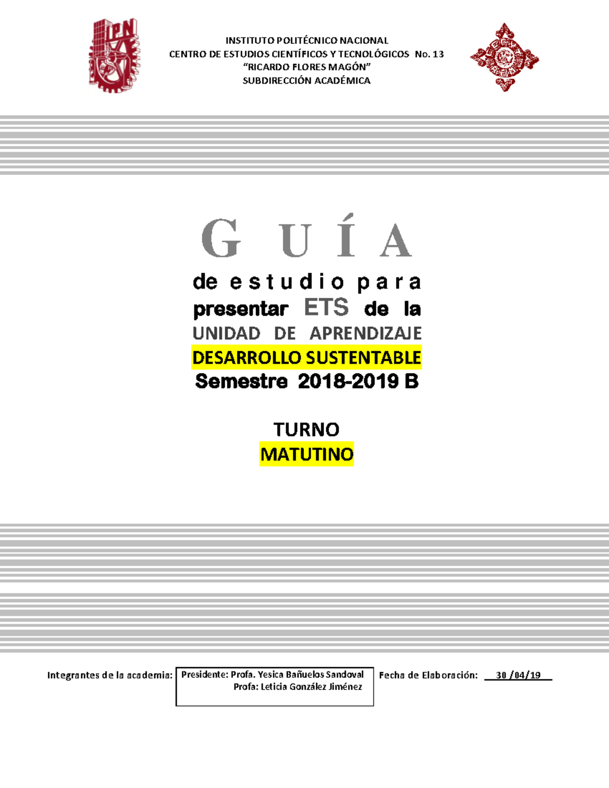 4to GUÍA DE Estudio Desarrollo .Sustentable. 2019 - Warning: TT: undefined function: 32 Warning ...