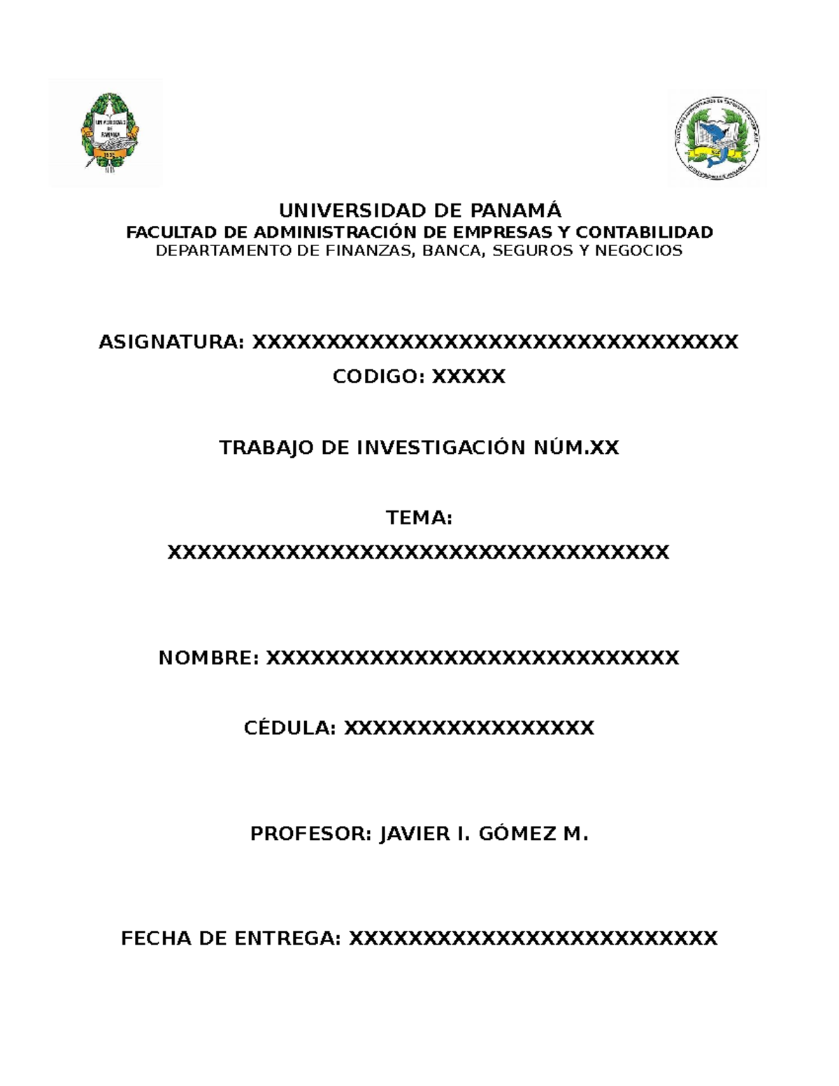 Modelo DE HOJA DE Presentacion PARA Trabajos DE Investigacion - Administración De Empresa - Studocu