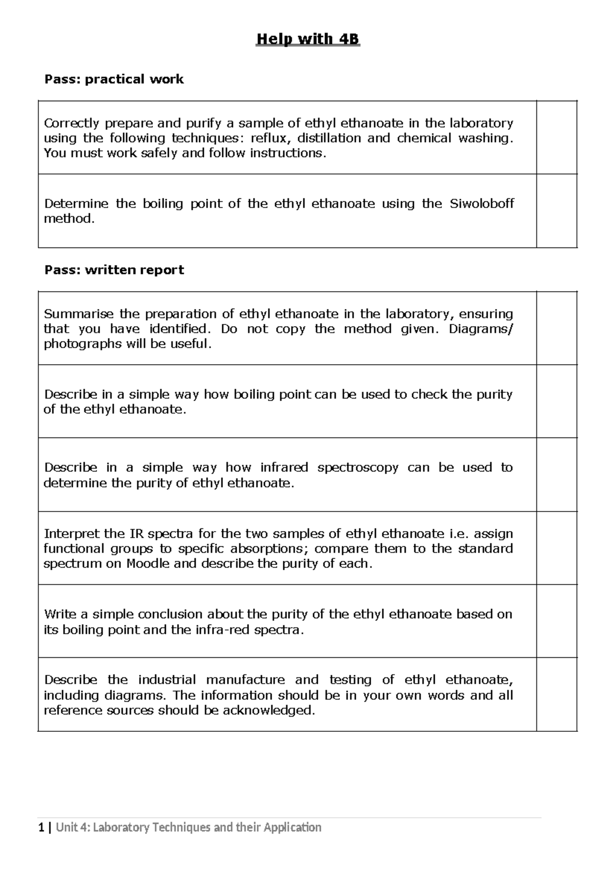 Unit 4B check list-level 3 - Help with 4B Pass: practical work ...