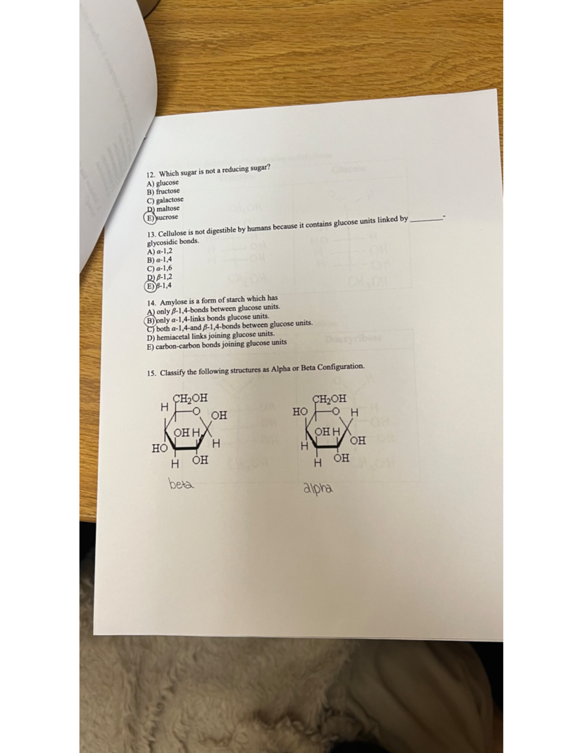 Carbohydrates 3 - Worksheet to help for exam - is not a reducing sugar ...