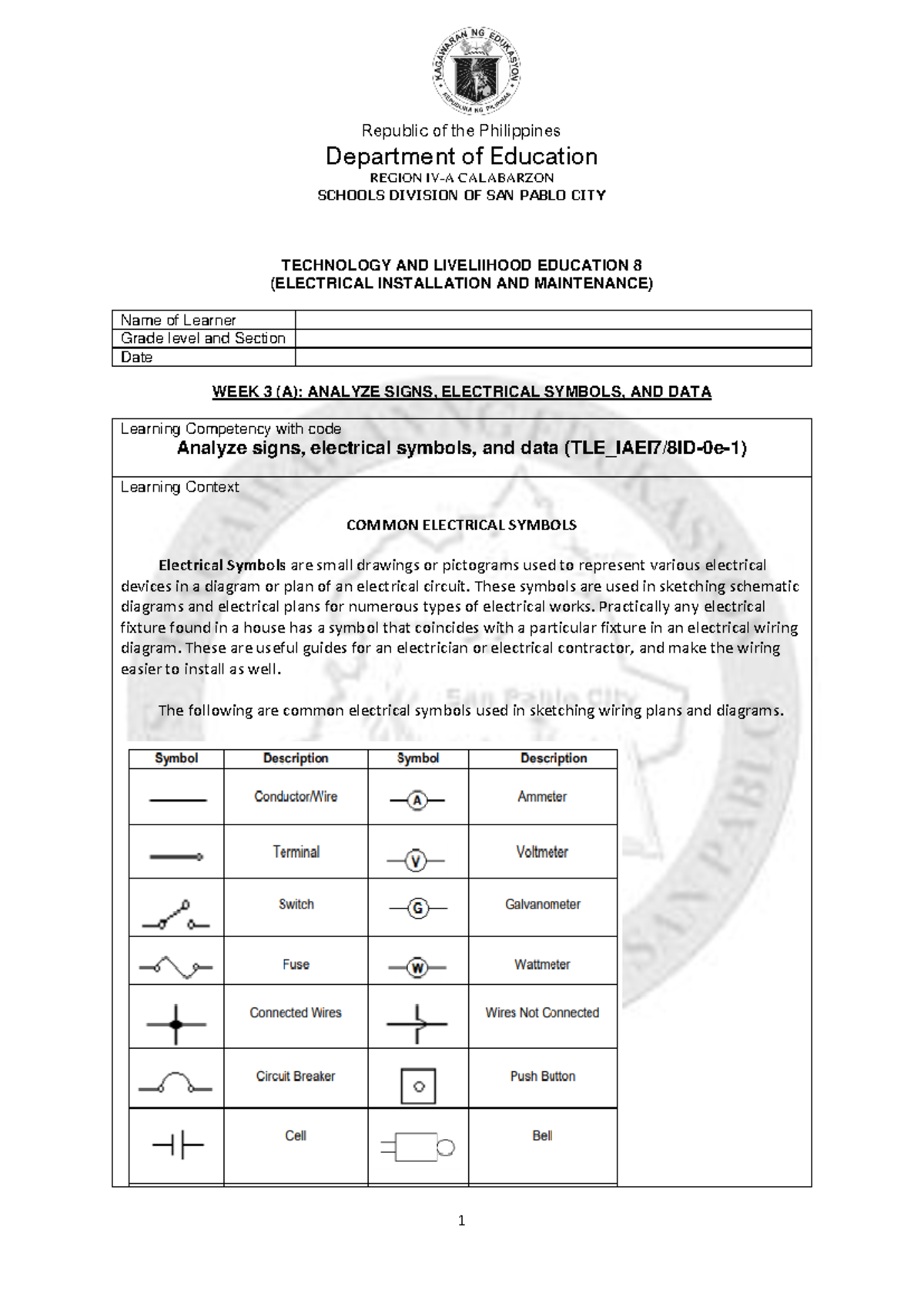 TLE-LAS 5 WEEK 3A - EIM Learners Activity Sheet for Week 2 - Department ...