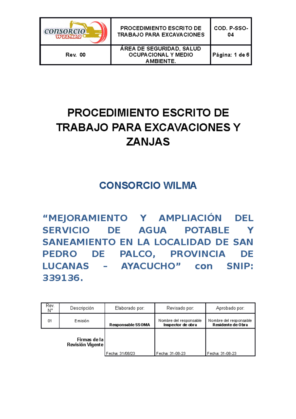 04- Procedimiento DE Trabajo DE Excavaciones Y Zanjas - TRABAJO PARA ...