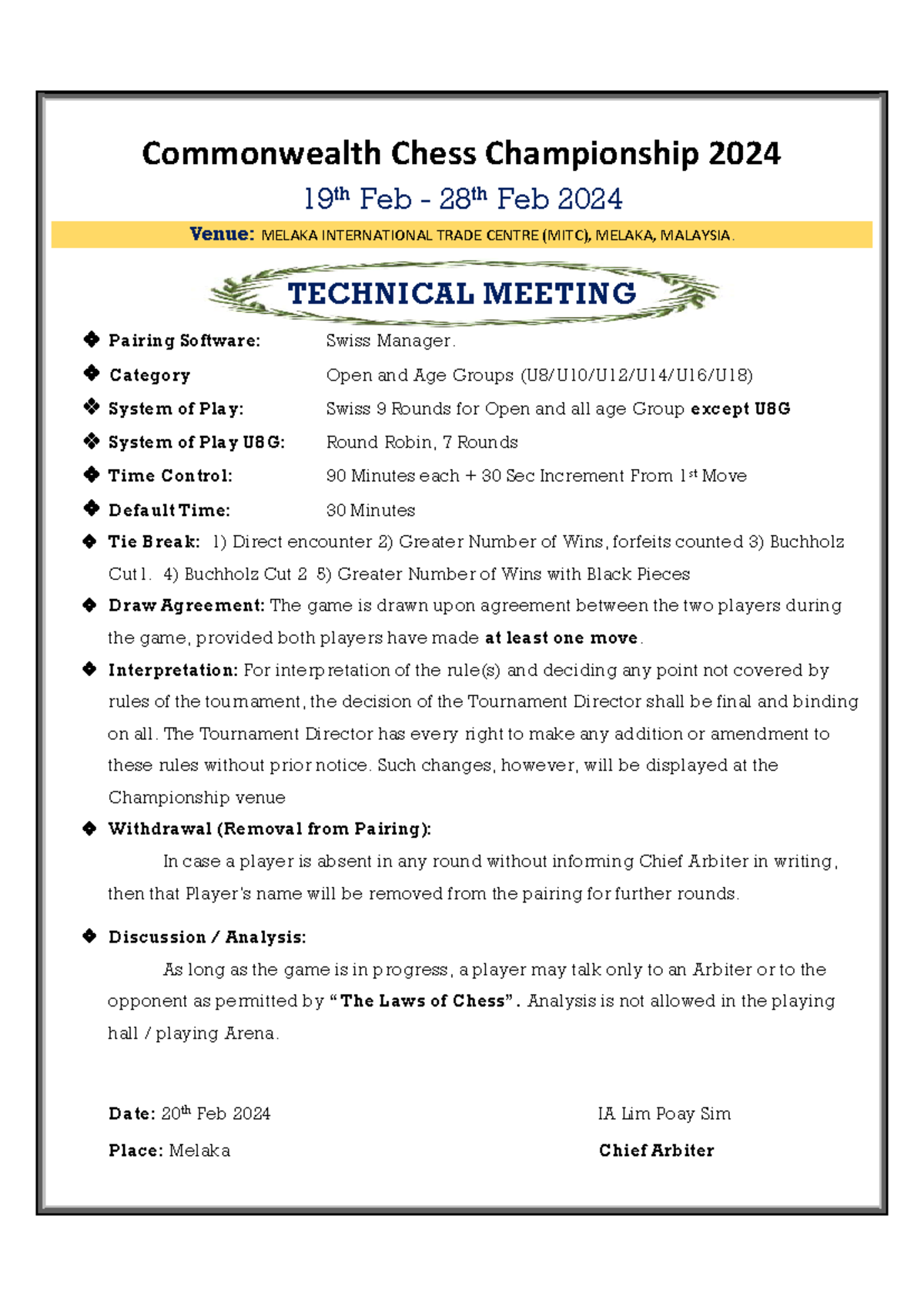 Technical - dsads - Commonwealth Chess Championship 2024 19 th Feb - 28 ...