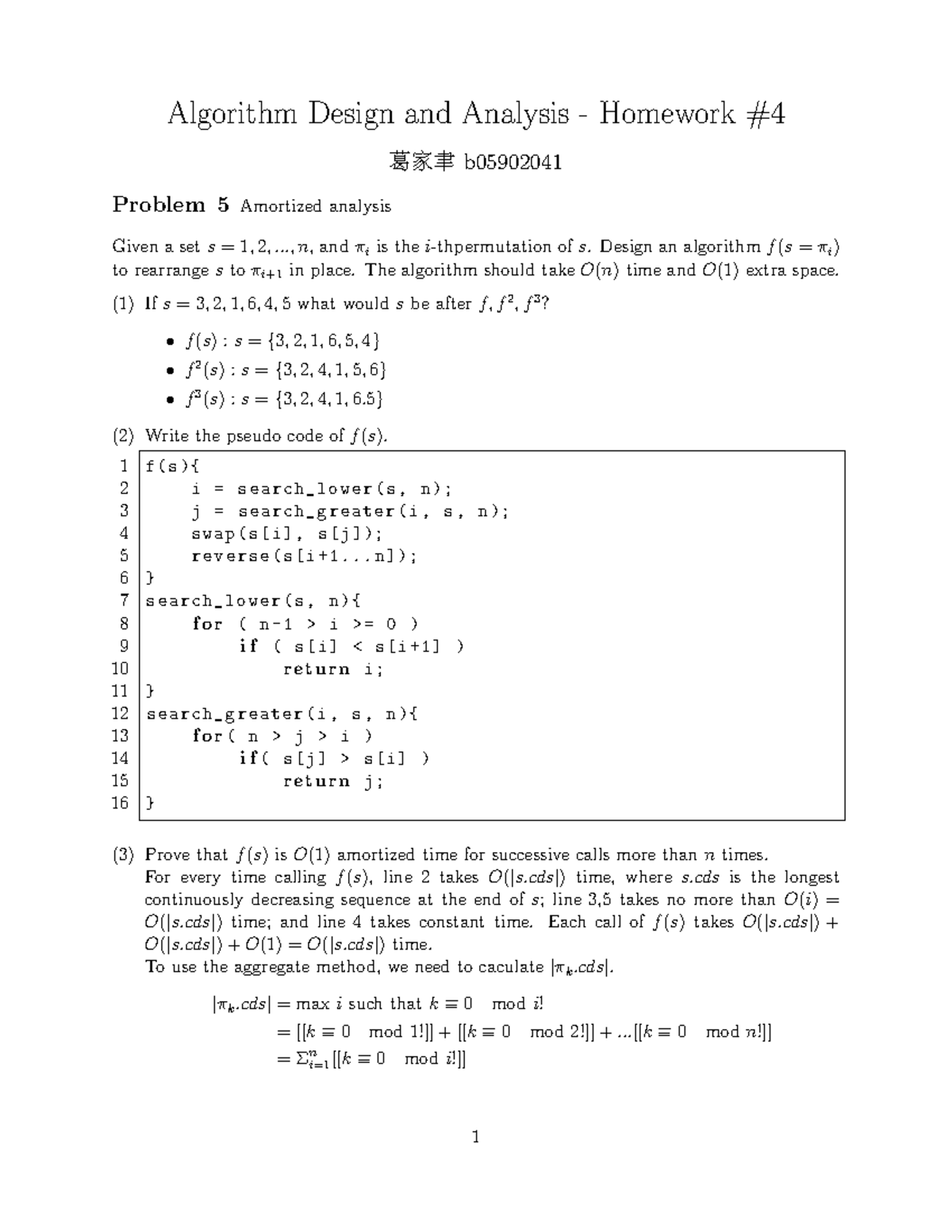 P56 - hw4 - Algorithm Design and Analysis - Homework #4 葛家聿 b05902041 Problem 5 Amortized ...