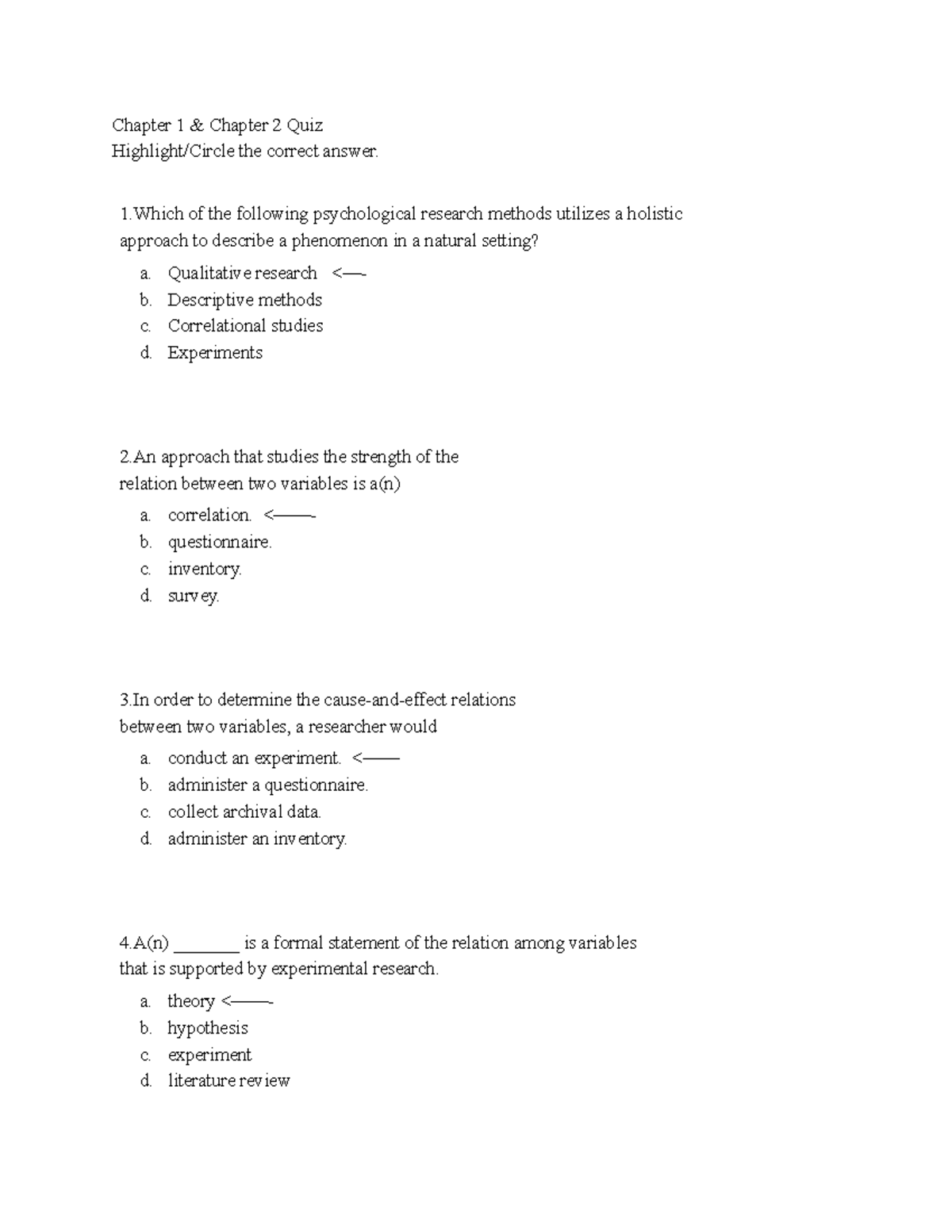Chapter 1 & Chapter 2 Quiz - Chapter 1 & Chapter 2 Quiz Highlight ...
