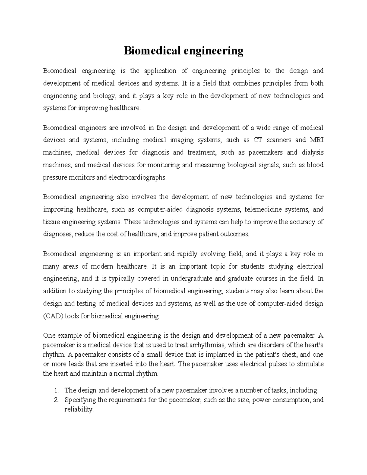 Biomedical engineering - Biomedical engineering Biomedical engineering ...