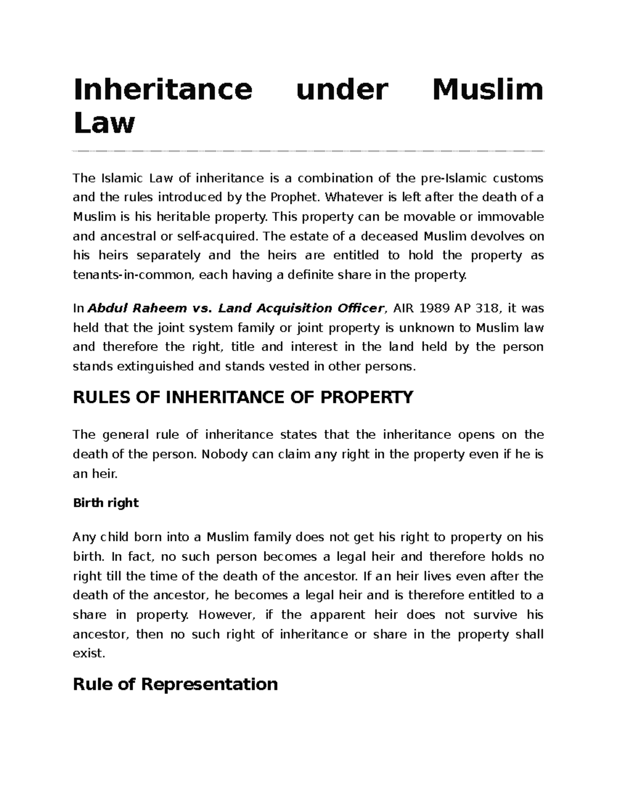 CH-9 Inheritance under Muslim Law - Inheritance under Muslim Law The ...