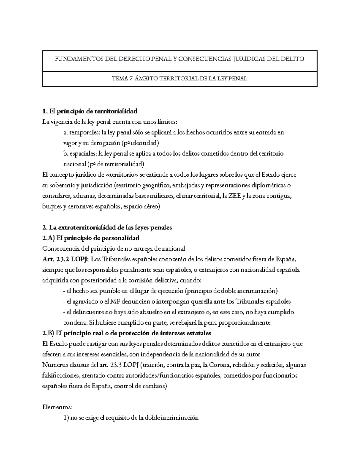 Tº7 Penal - FUNDAMENTOS DEL DERECHO PENAL Y CONSECUENCIAS JURÍDICAS DEL DELITO TEMA 7. ÁMBITO ...