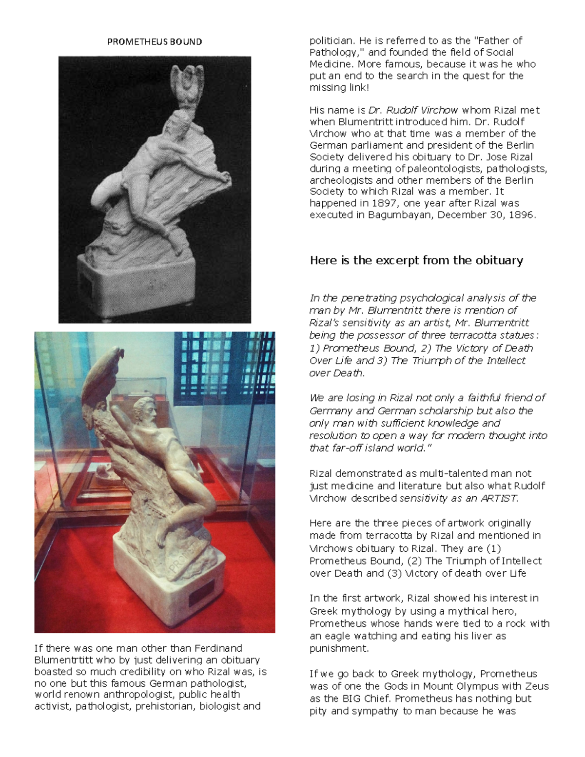 Prometheus Bound - nnn - PROMETHEUS BOUND If there was one man other than Ferdinand Blumentrtitt ...