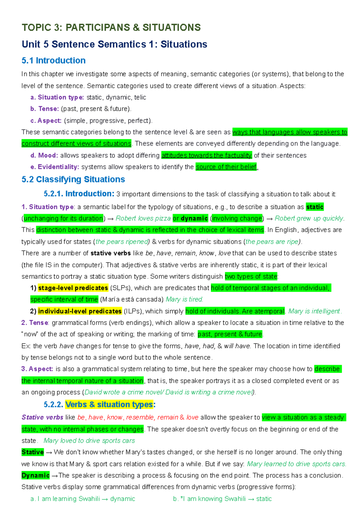 Topic 3. Participants AND Situations - TOPIC 3: PARTICIPANS ...