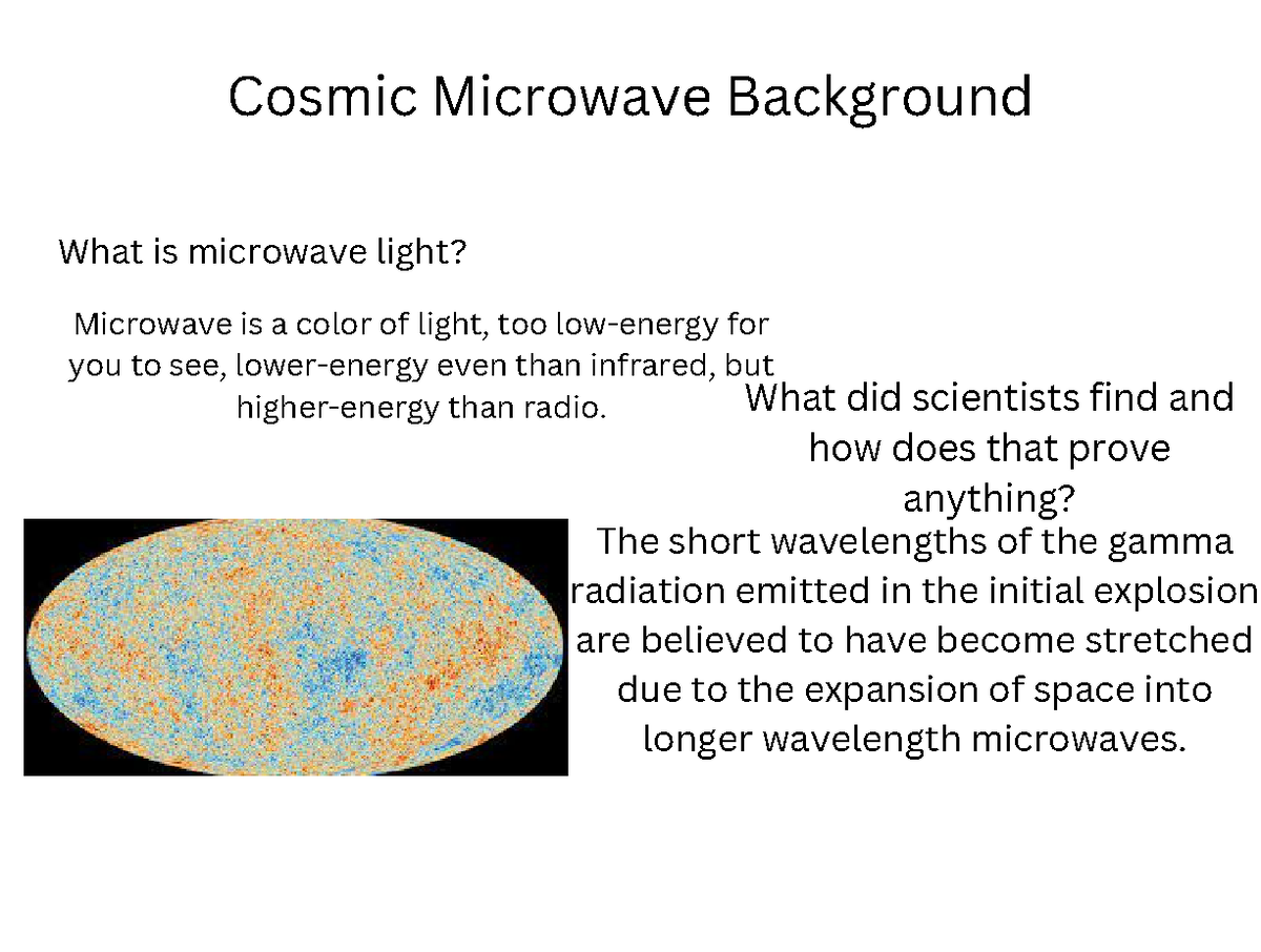 The Big Bang Theory - Cosmic Microwave Background What is microwave light? Microwave is a color ...