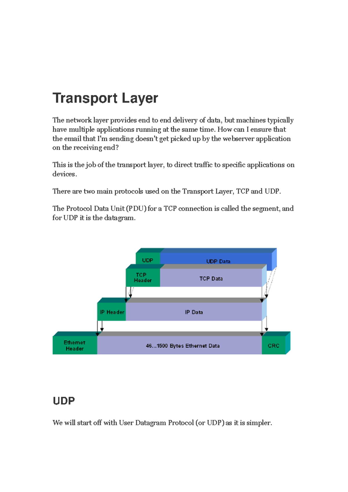 Transport layer - Lecture notes 11 - Transport Layer The network layer ...