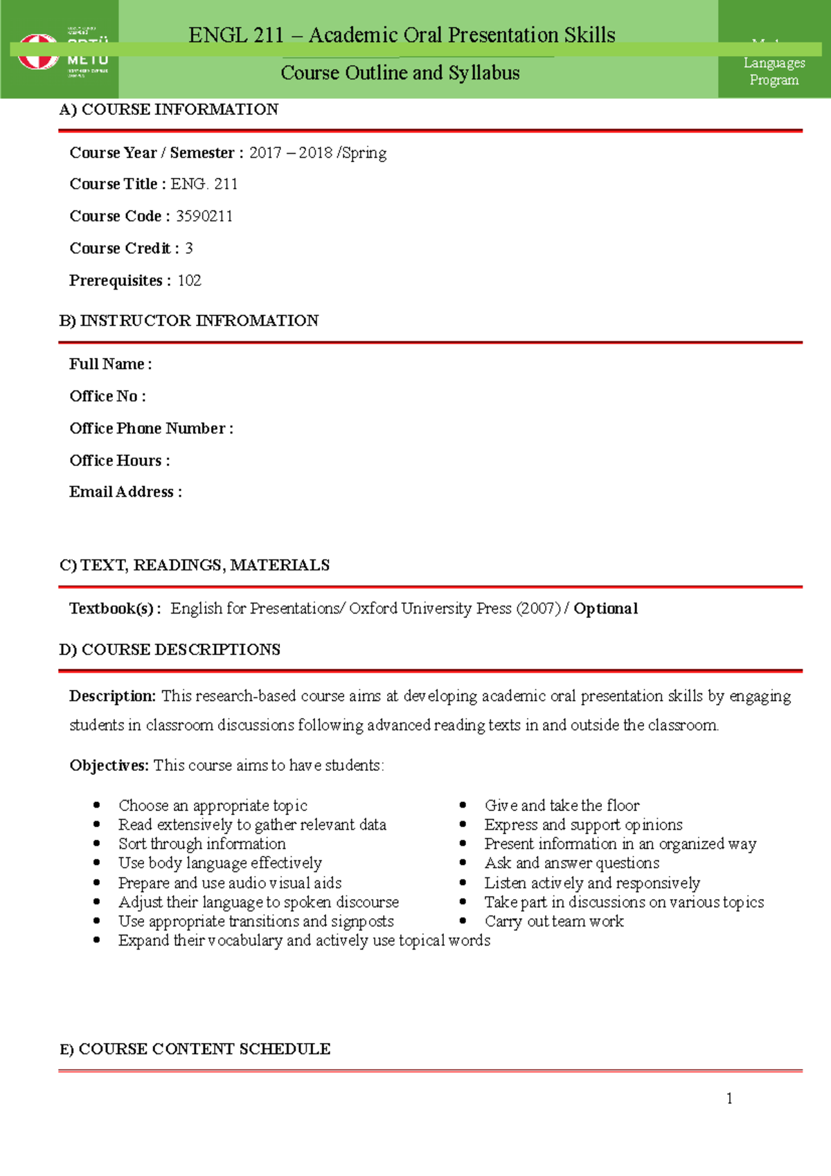 782211 - Course Outline and Syllabus - Course Outline and Syllabus ...