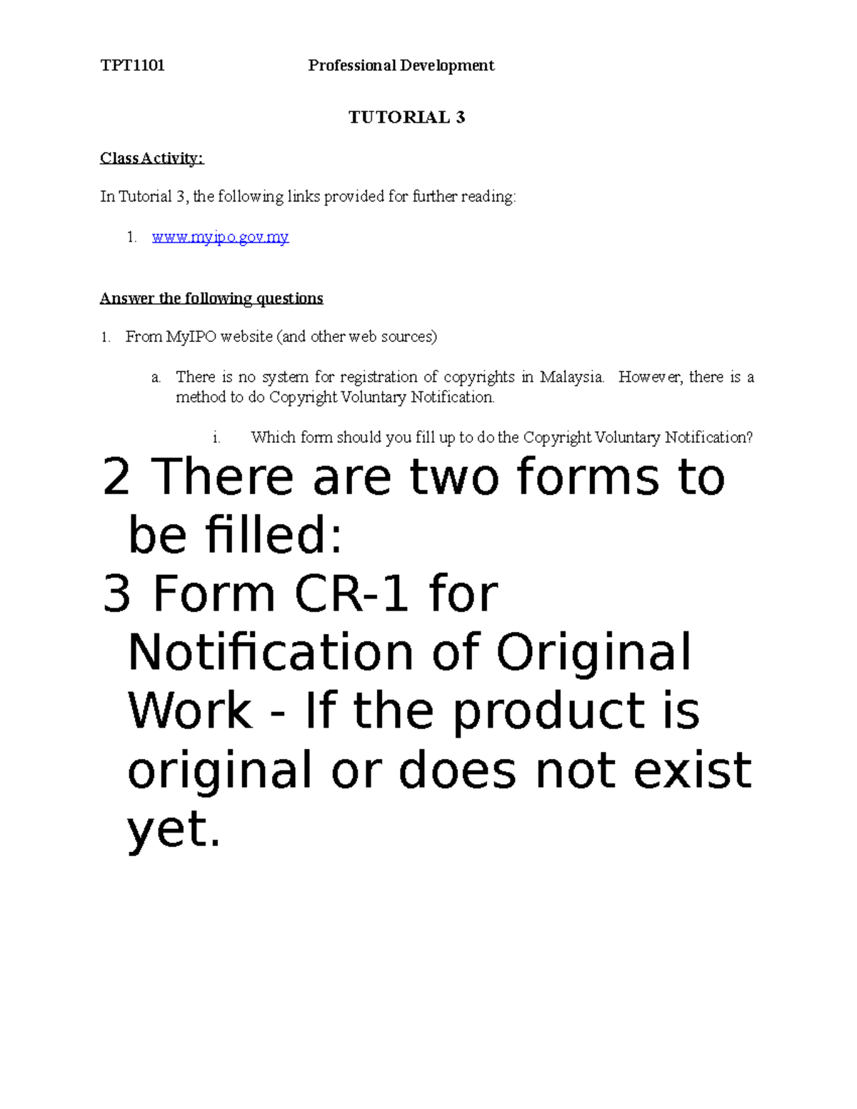 TUTO3 - tutorial 3 words - TUTORIAL 3 Class Activity: In Tutorial 3 ...