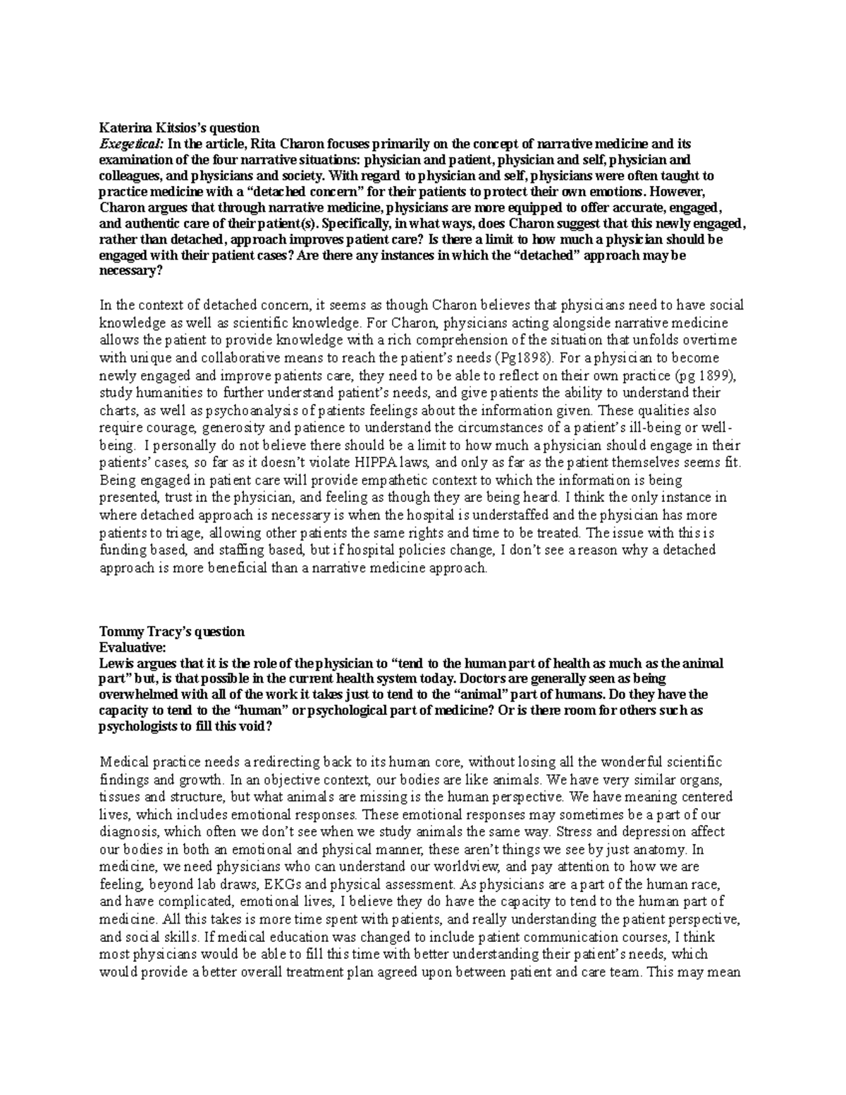 Class activity - Grade: A - Katerina Kitsios’s question Exegetical: In ...