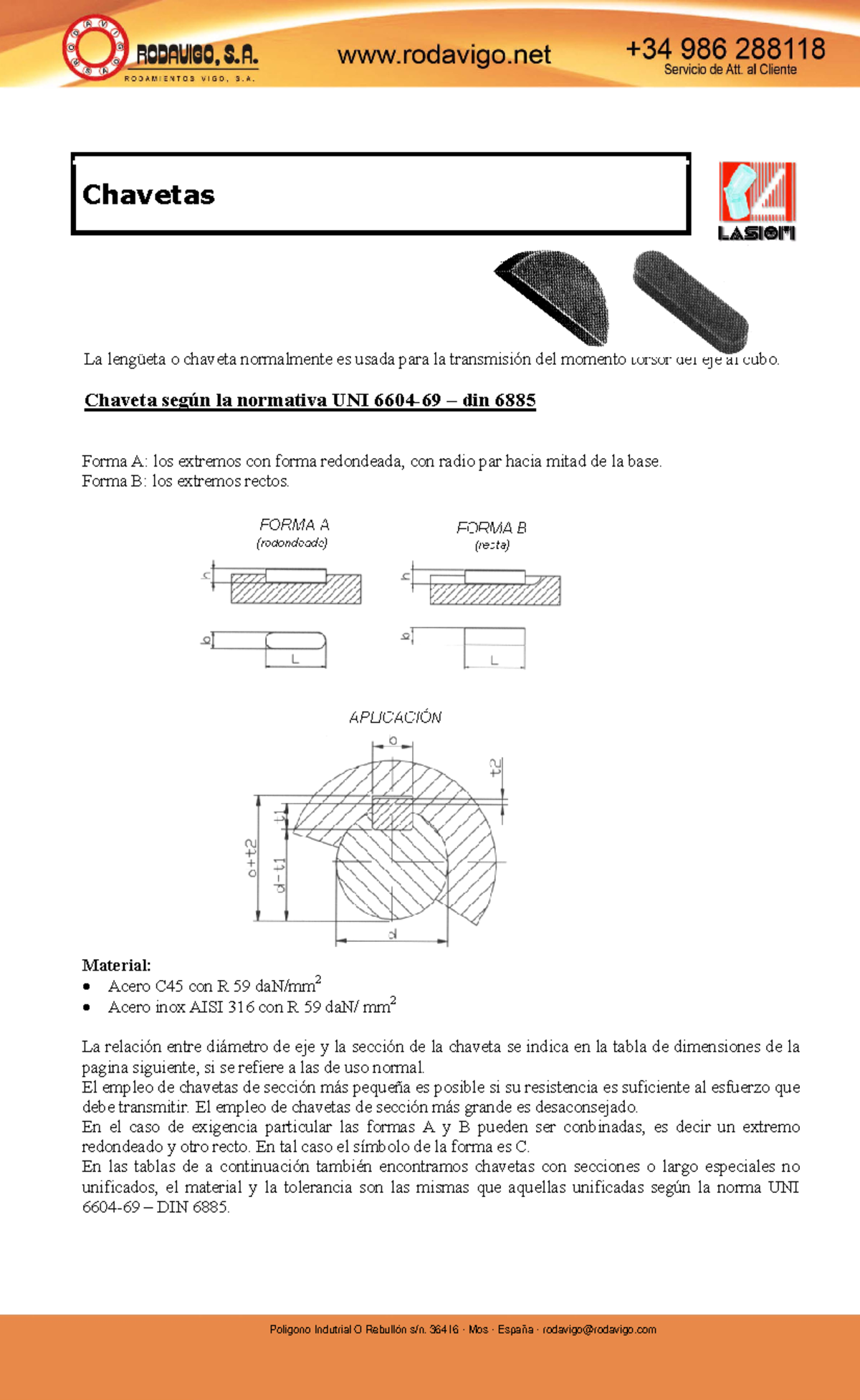 Norma UNI 6604 - DIN 6885 Chavetas - Chavetas Forma A: los extremos con ...