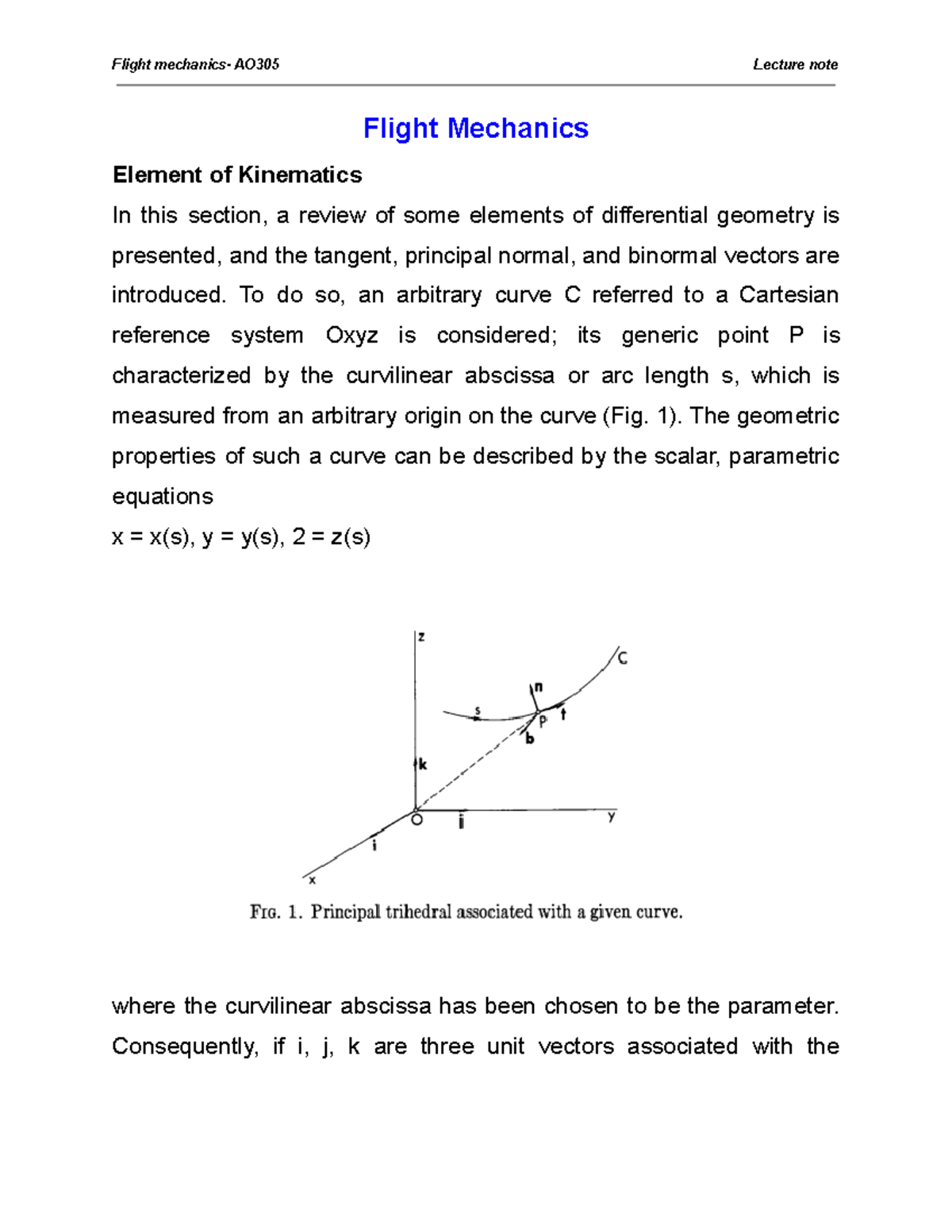 Flight Mechanics lecture note 1 - Flight Mechanics Element of ...