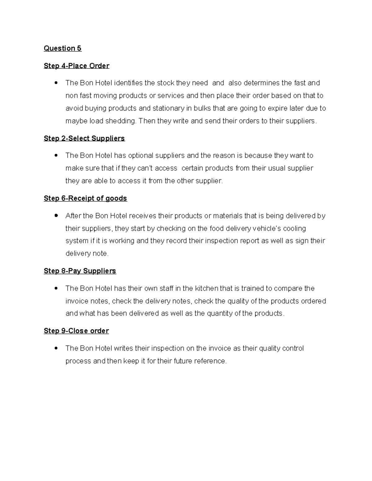 Question 5 - Tutorial Activity - Question 5 Step 4-Place Order The Bon ...
