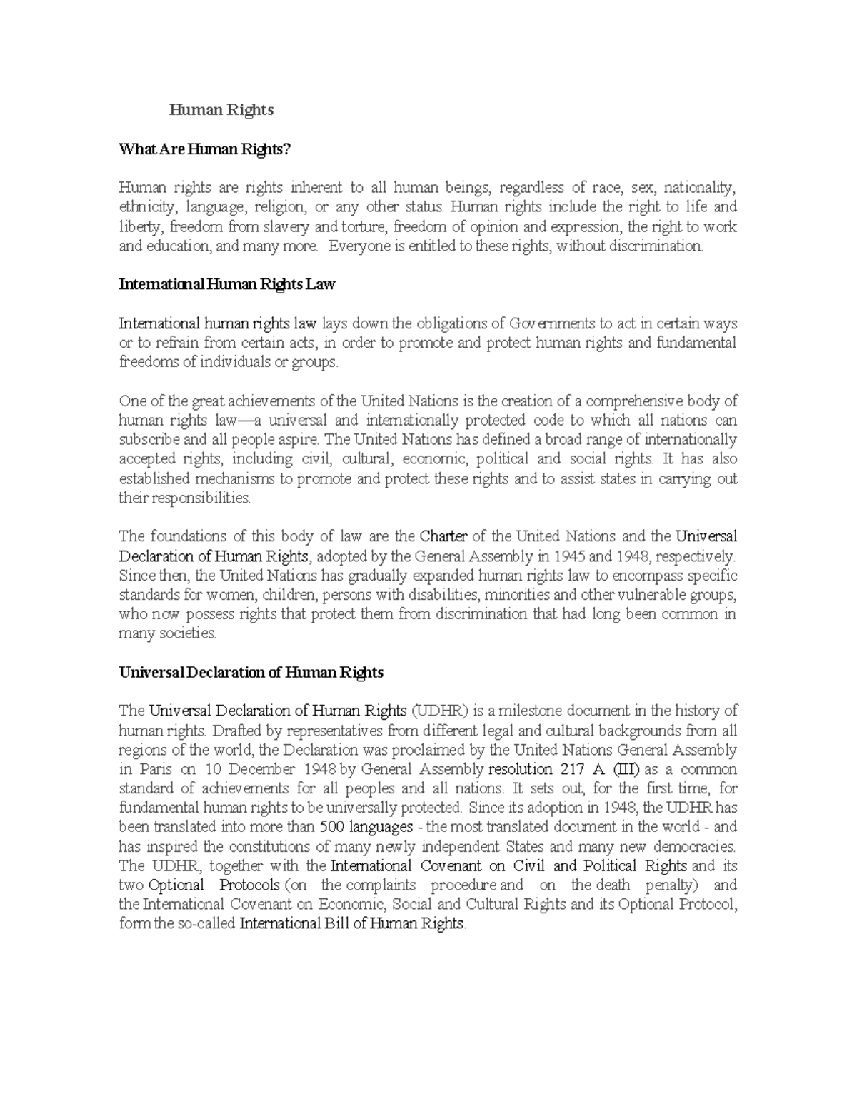 What are human rights? - Human Rights What Are Human Rights? Human ...