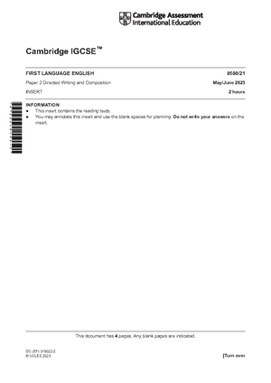 0500 s23 qp 11 - IGCSE Eng paper - Cambridge IGCSE™ FIRST LANGUAGE ...