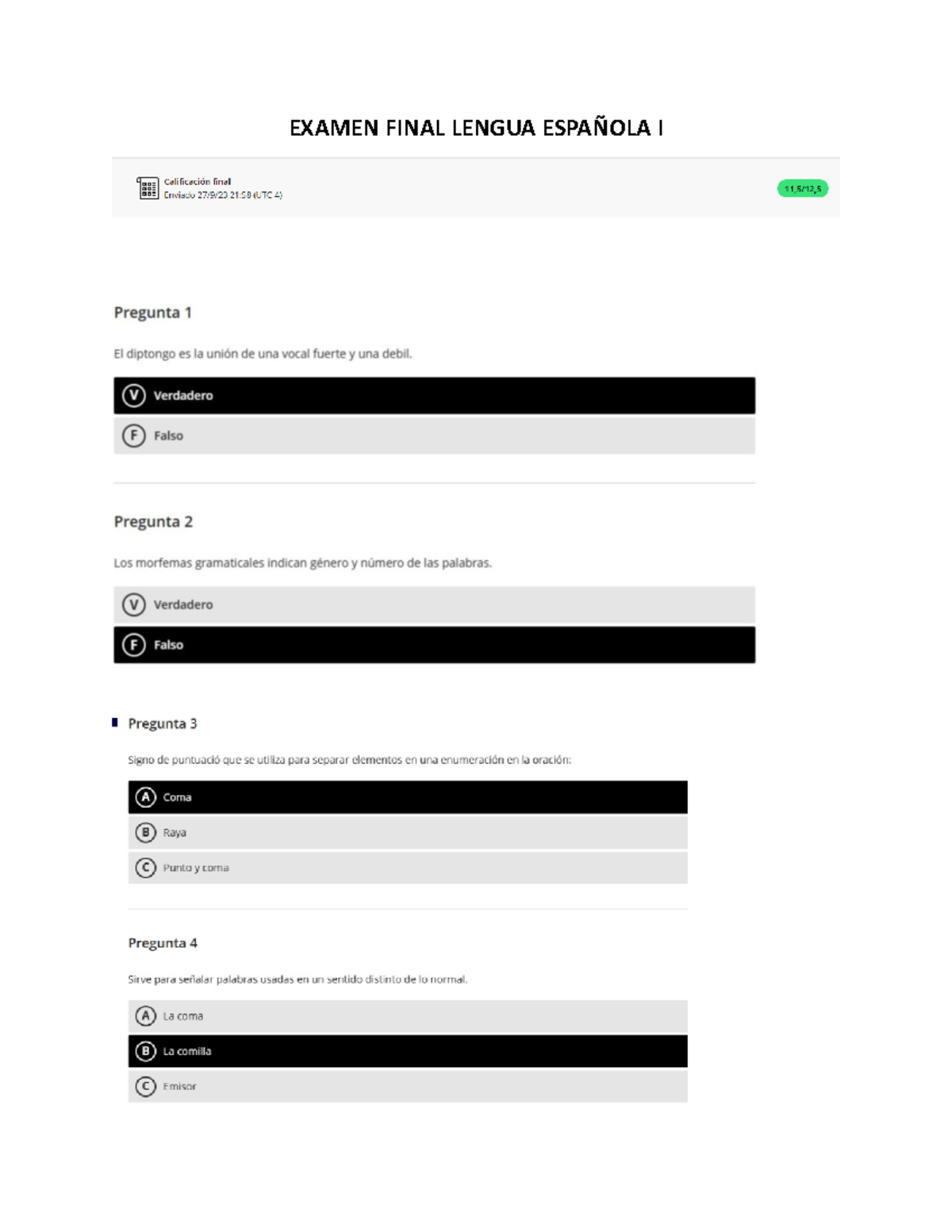 Examen final Lengua Española I - EXAMEN FINAL LENGUA ESPAÑOLA I - Studocu