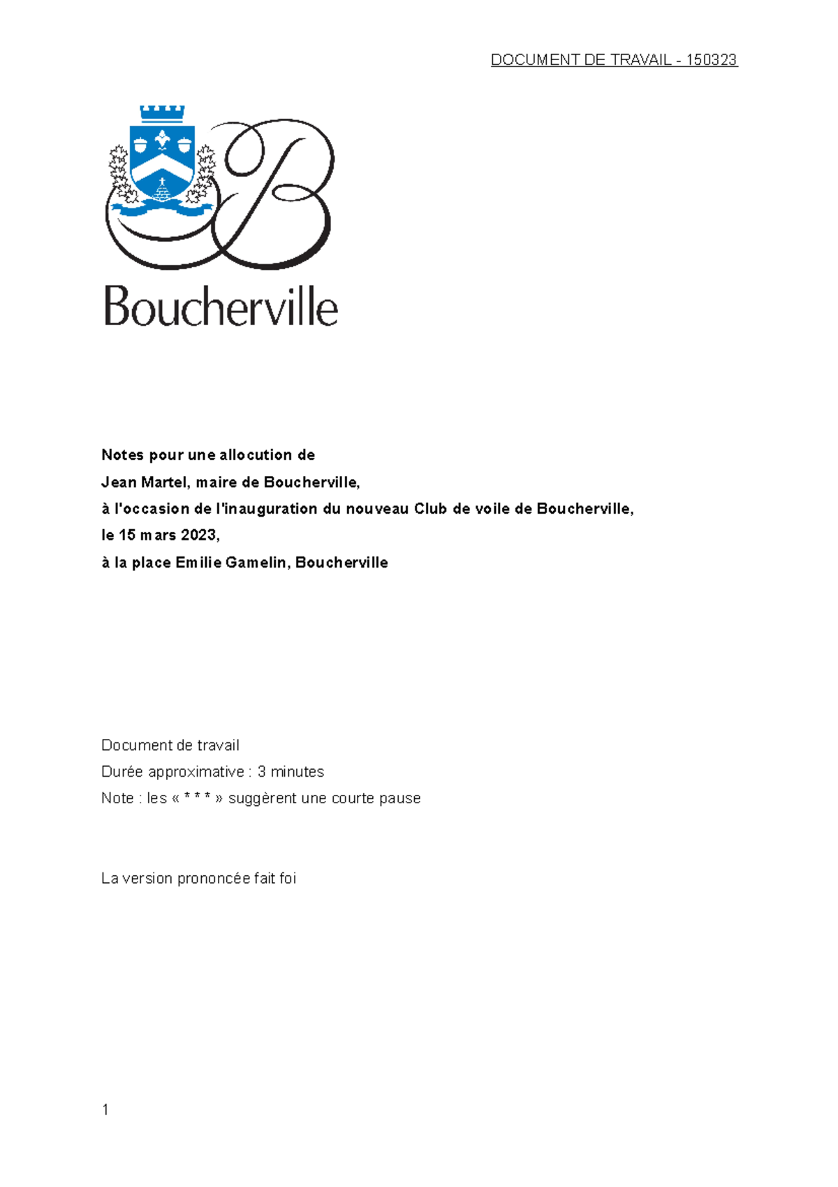 Atelier 8 - Rédiger une allocution - DOCUMENT DE TRAVAIL - 150323 Notes ...