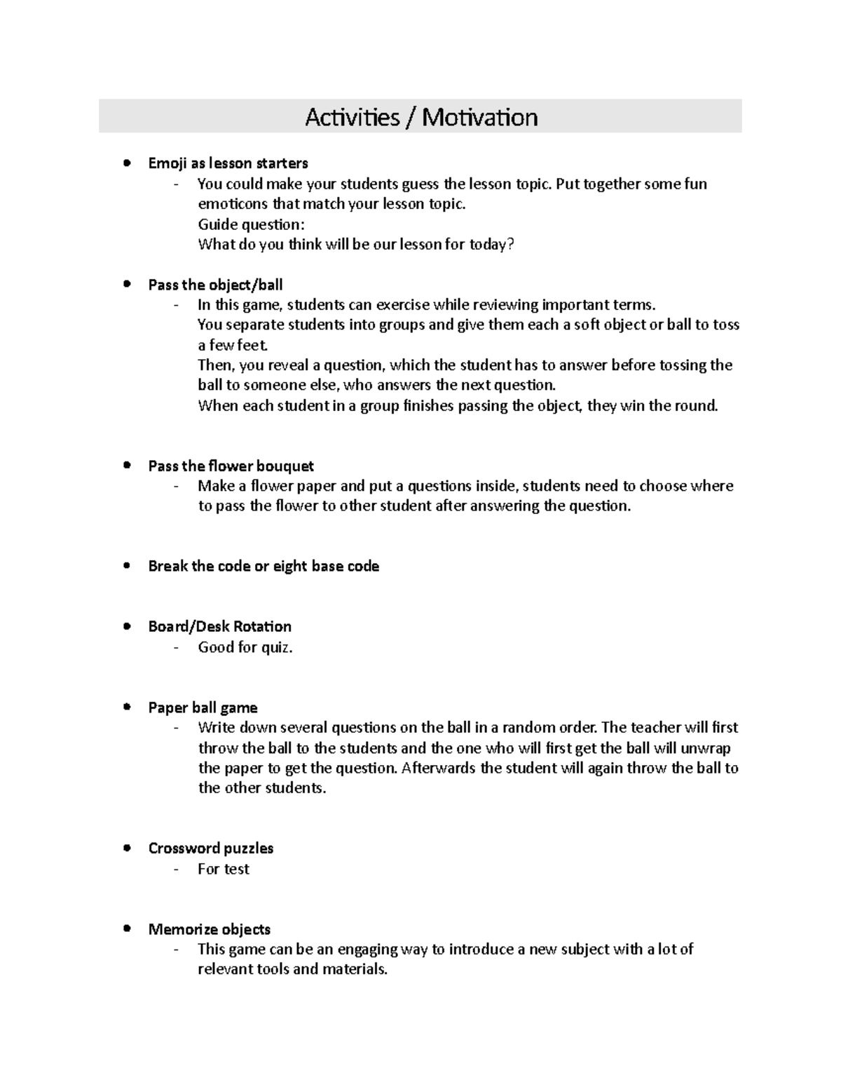 Activities I Ice Breaker - Activities / Motivation Emoji as lesson ...