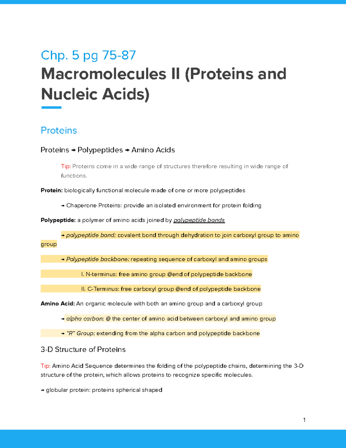 Part 4 of Notes Macromolecules II - Chp. 5 pg 75- Macromolecules II ...