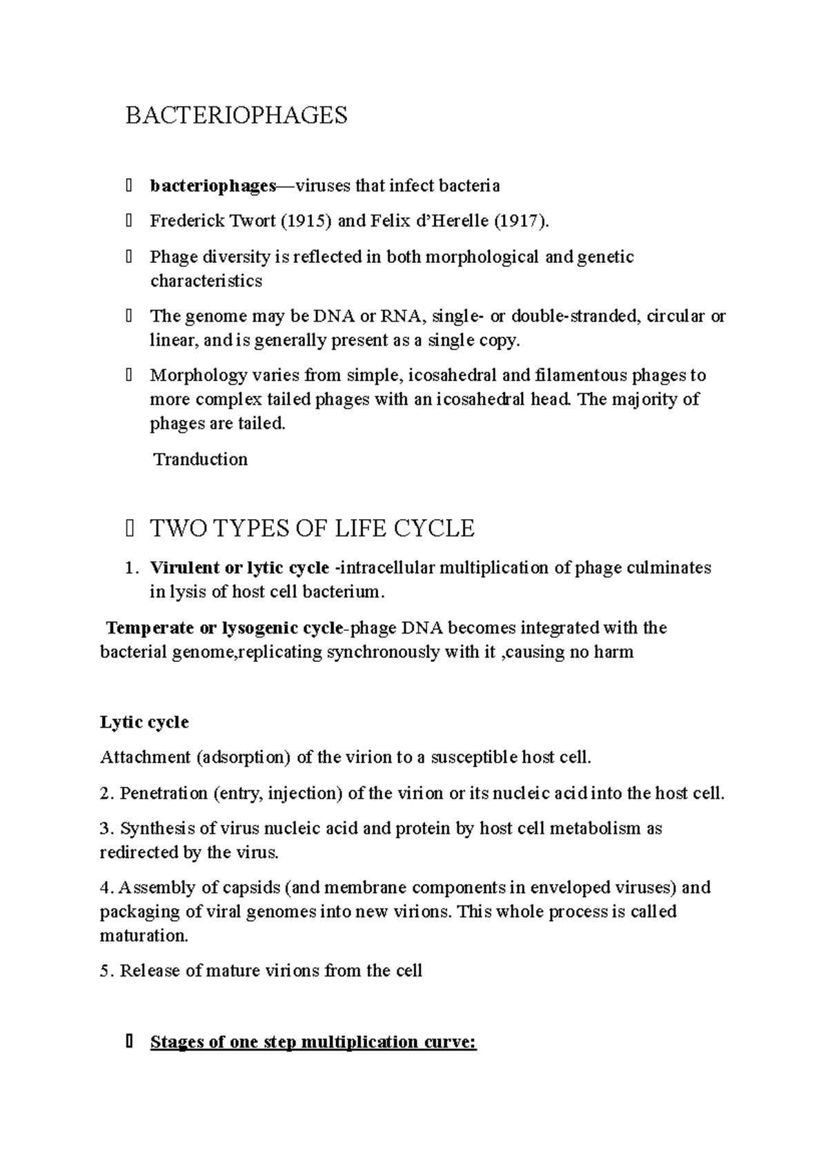 Virus cycles - BACTERIOPHAGES bacteriophages —viruses that infect ...