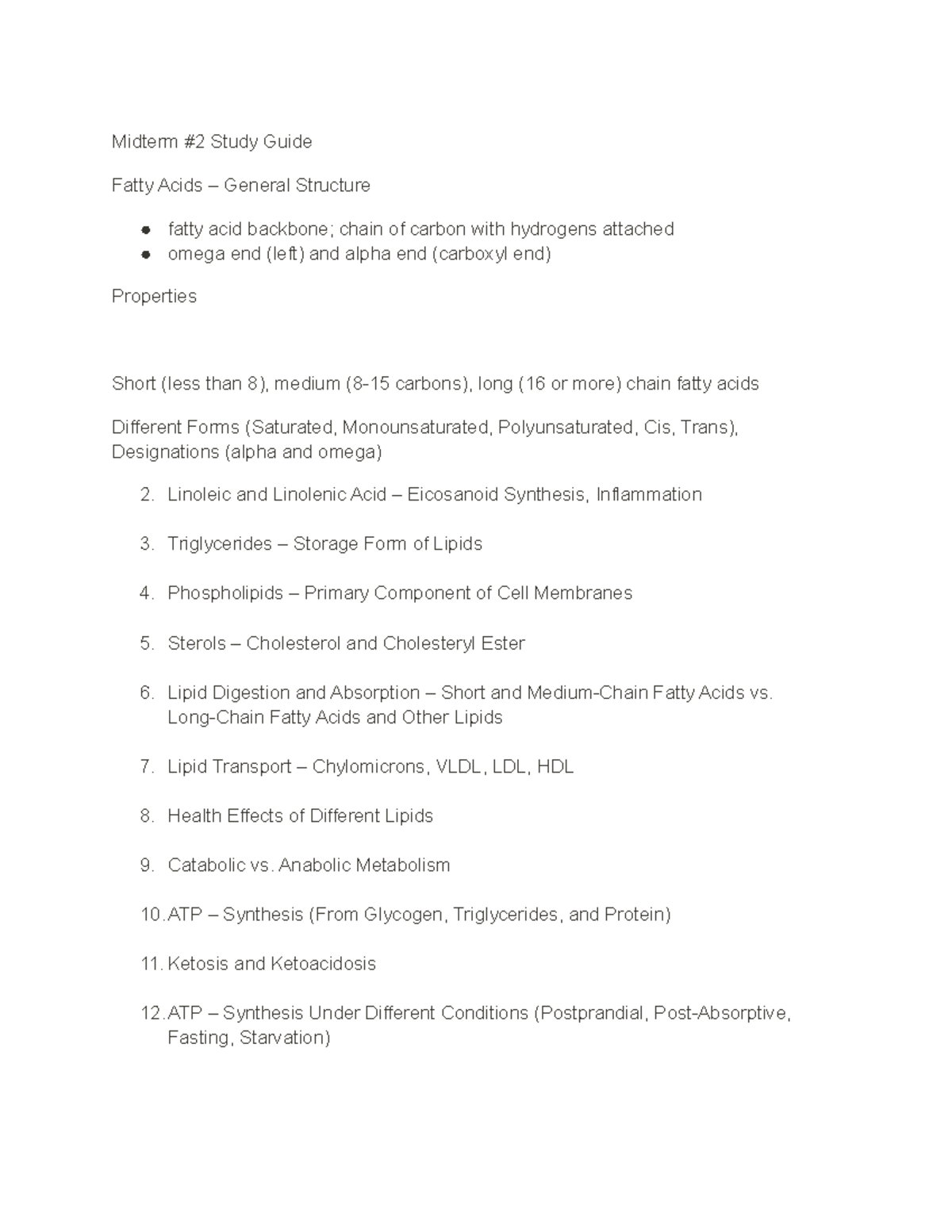 Nutrition and Health Midterm #2 Study Guide - Midterm #2 Study Guide ...