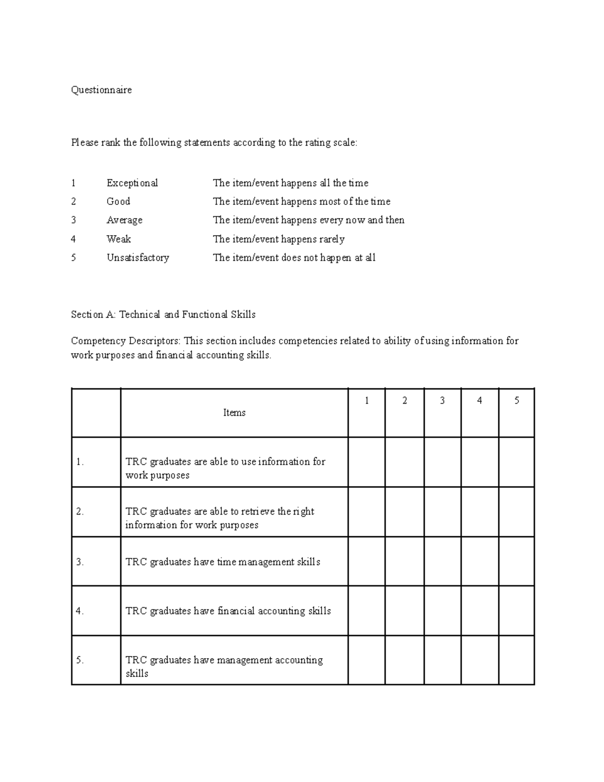 Questionnaire - Lecture - Questionnaire Please rank the following ...