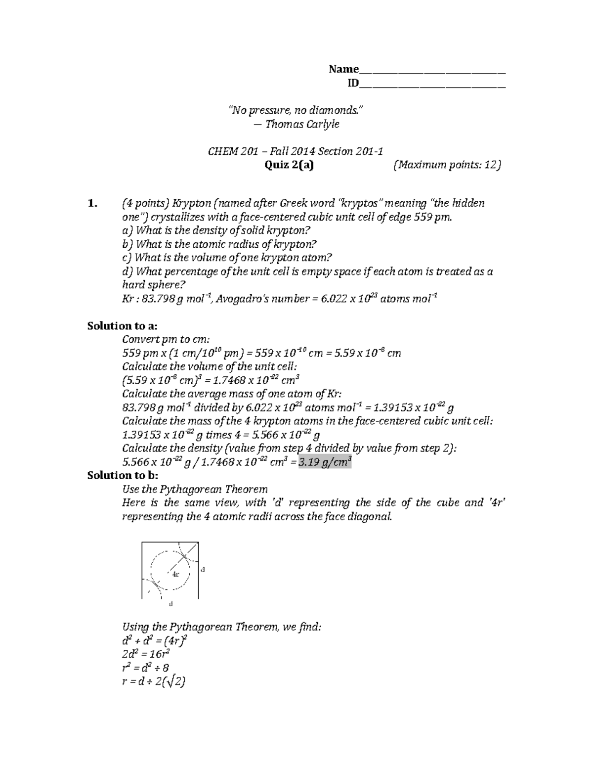 Quiz 2a and b with solutions Fall 2014 - Name ...