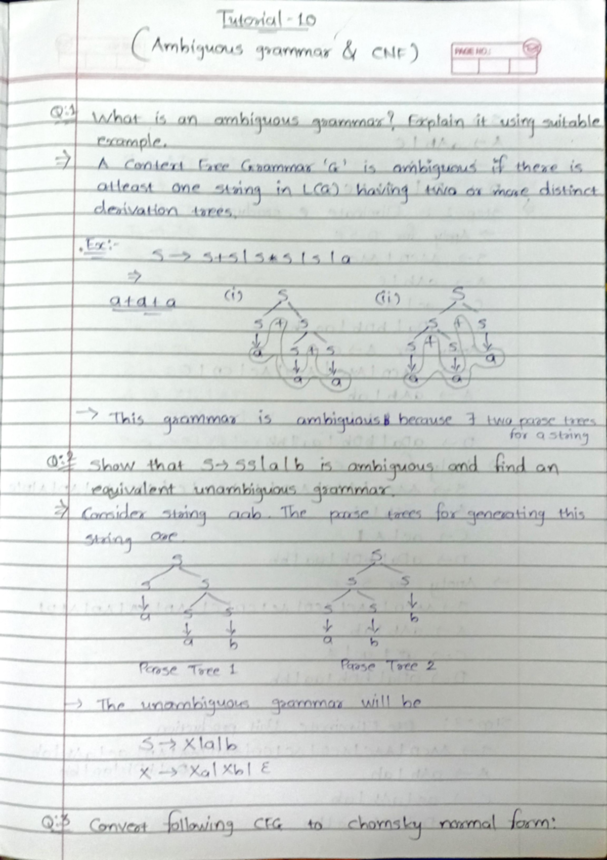 TOC tut 10to14 - HELPFUL - Computer Engineering - Studocu