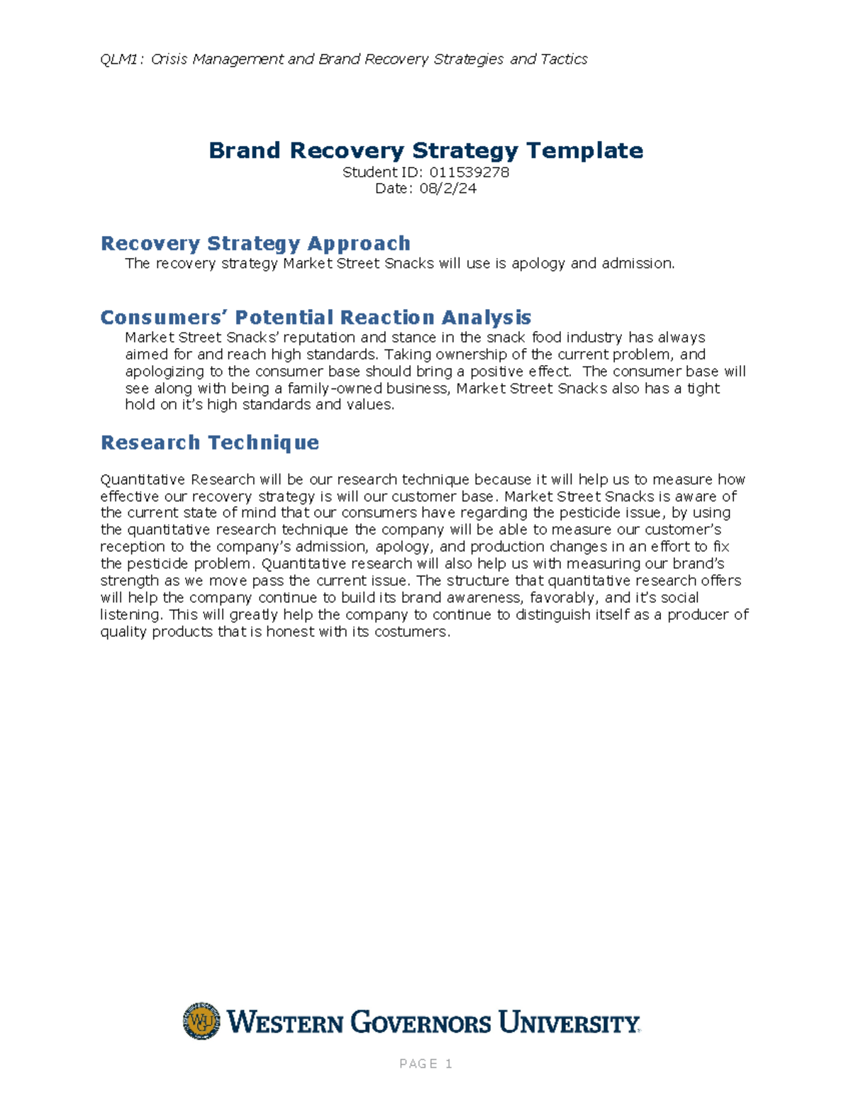 Brand Recovery Strategy - Consumers’ Potential Reaction Analysis Market ...