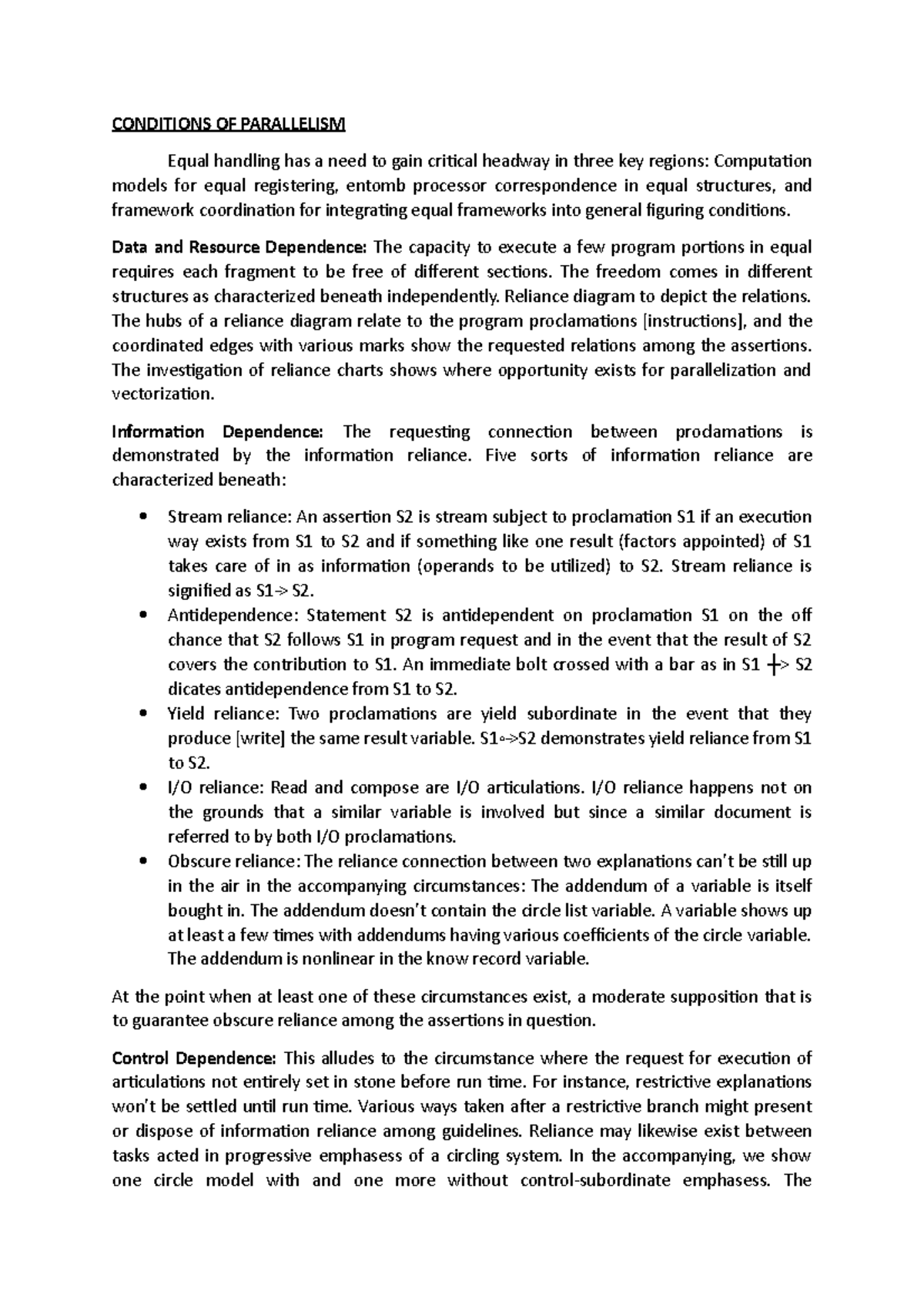 Conditions Of Parallelism Conditions Of Parallelism Equal Handling Has A Need To Gain Critical