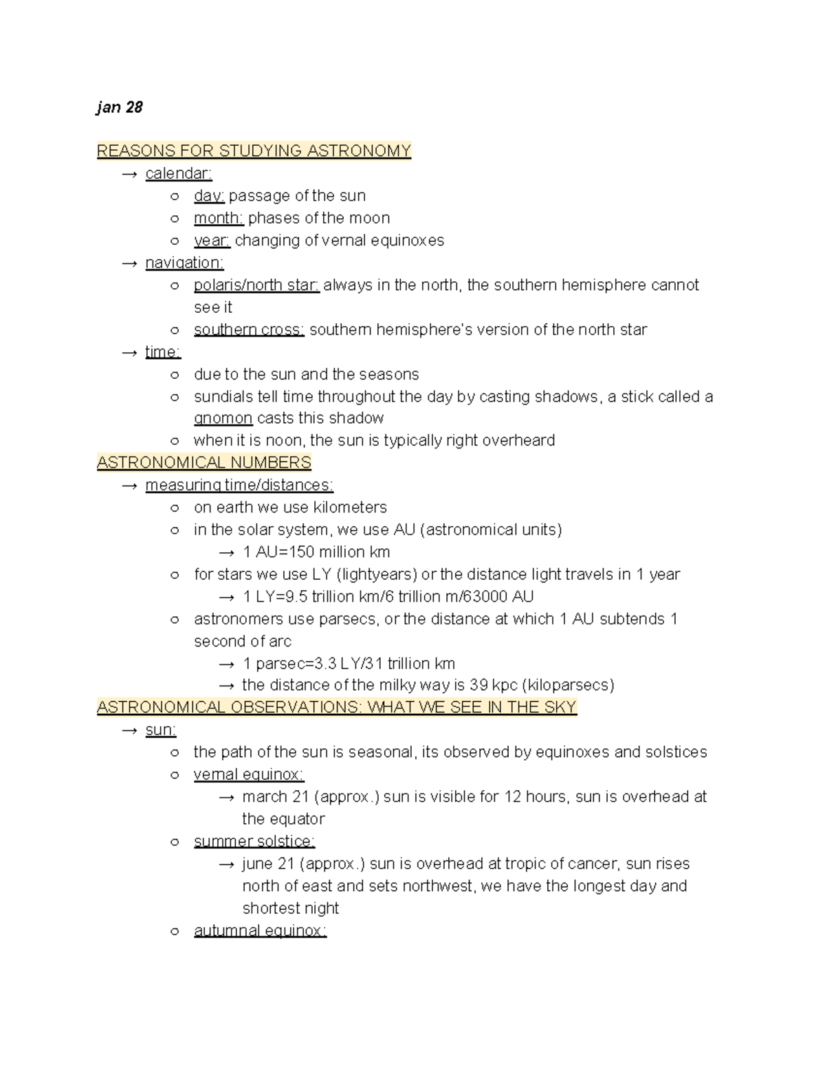 Astronomy 2019 - Lecture notes ALL - jan 28 REASONS FOR STUDYING ...