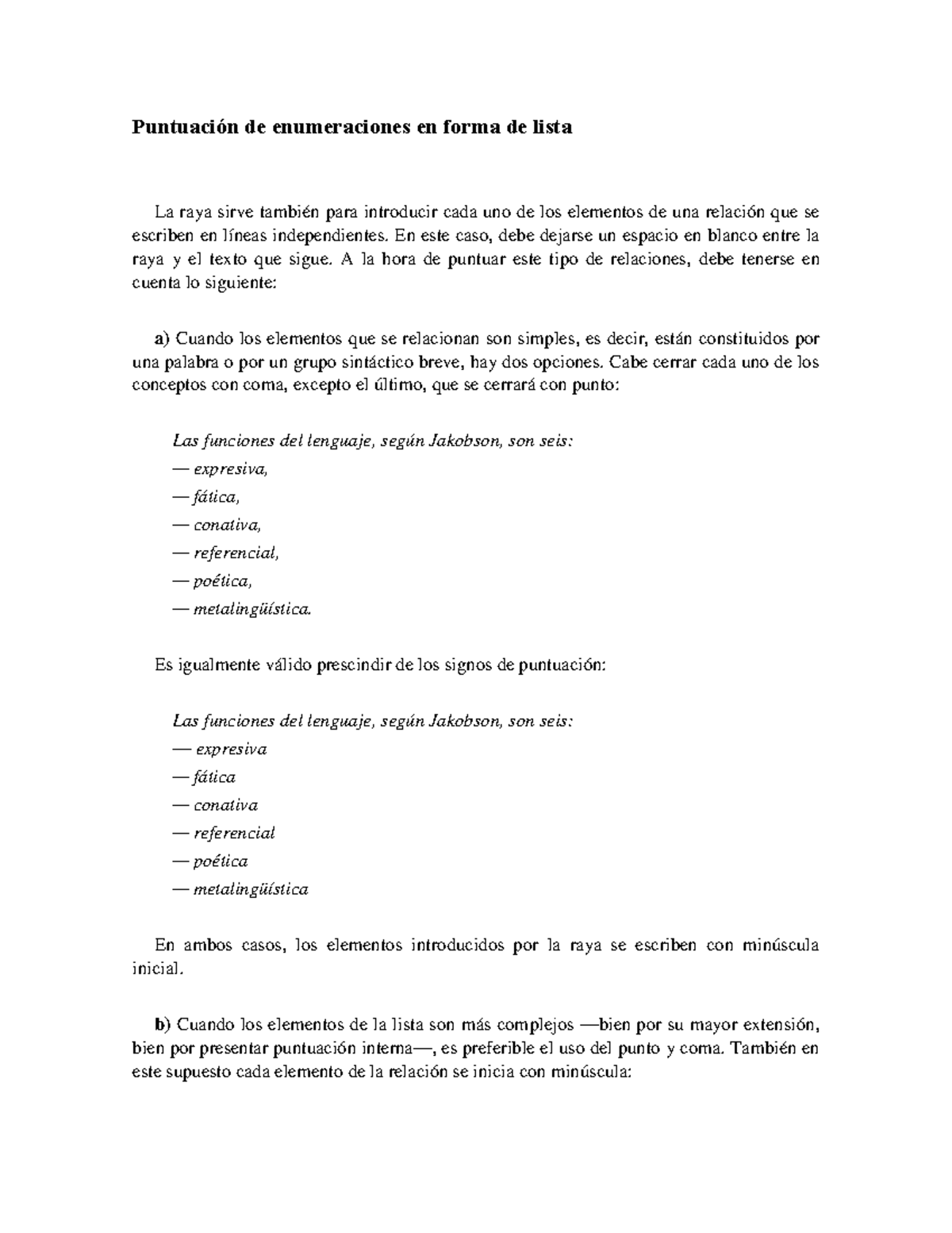 Enumeración en forma de lista 2ndo - Puntuación de enumeraciones en ...
