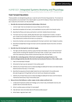 HUMB1001 Integrated Systems Anatomy and Physiology Semester UNIT ...