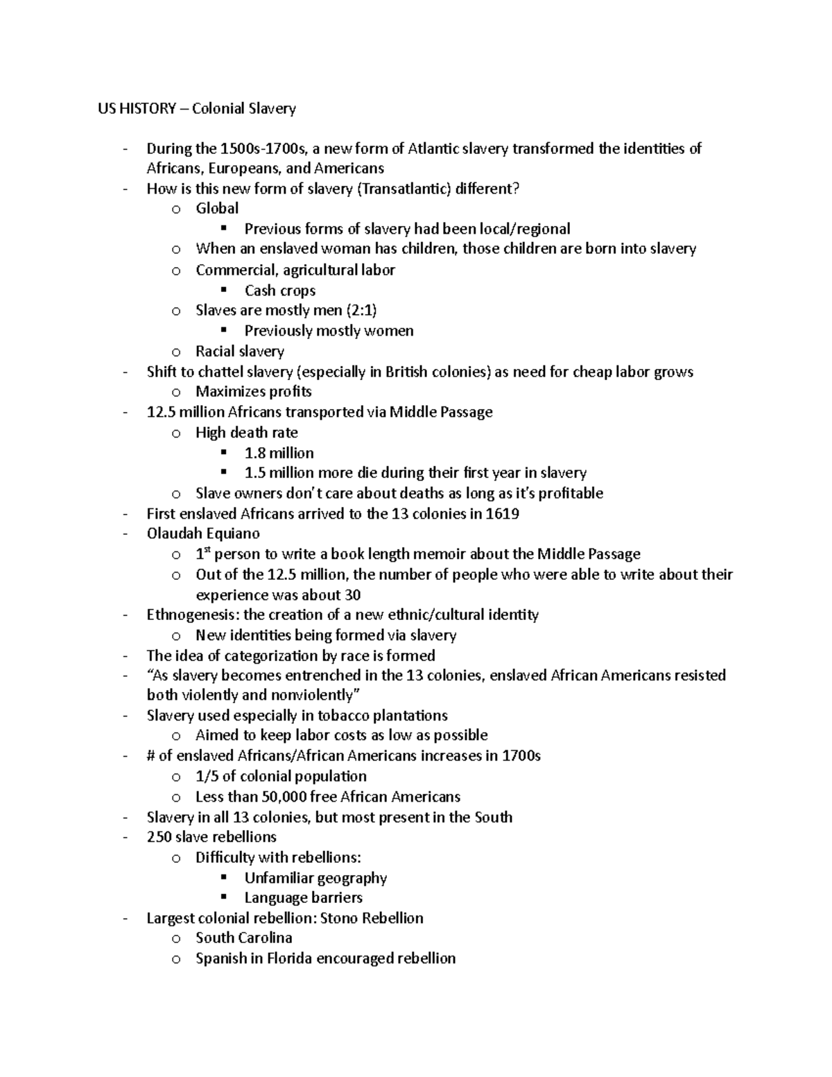 US History - colonial slavery - US HISTORY – Colonial Slavery During ...