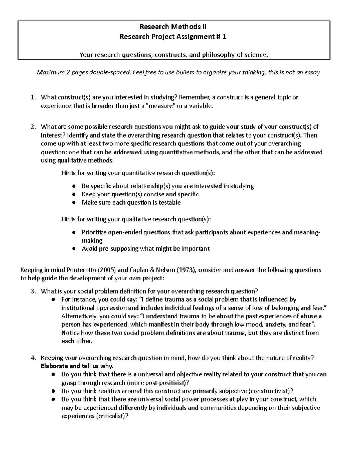 RPA 1 - Research Methods II Research Project Assignment # 1 Your ...