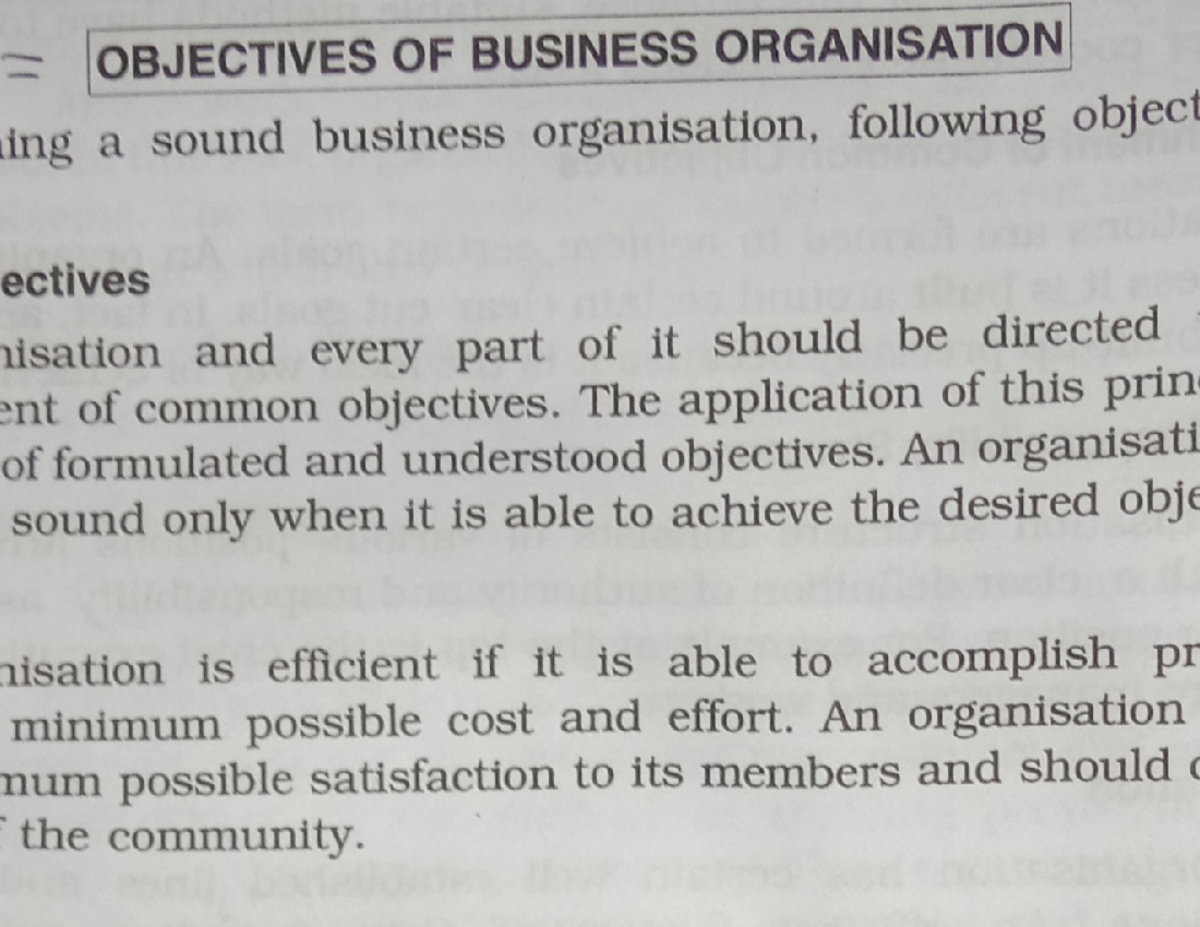 Objective of business organisation - Bachelor of Commerce - Studocu