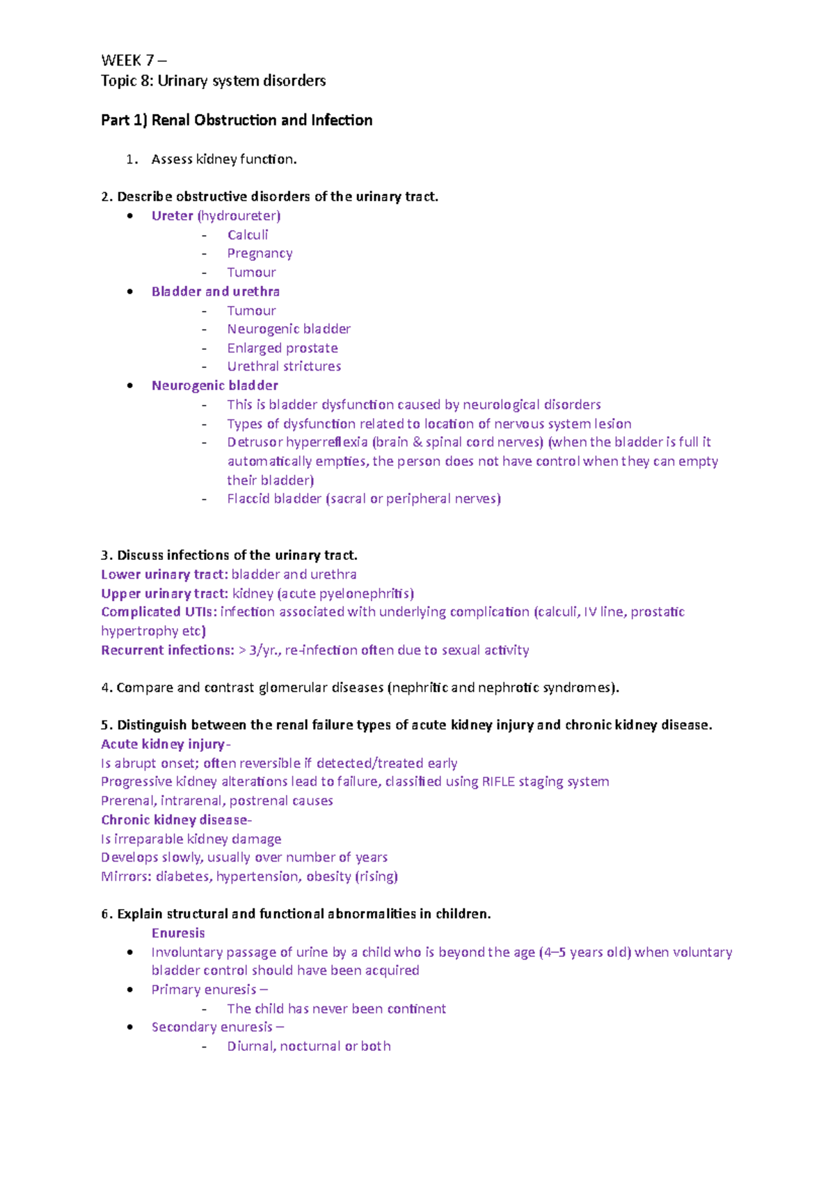 Module 7 N - urinary systems disorders - Topic 8: Urinary system ...