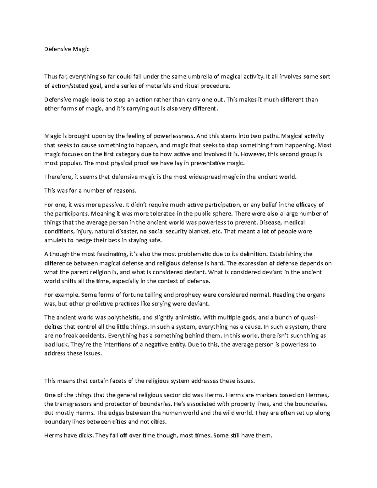 Defensive Magic - Defensive Magic Thus far, everything so far could ...