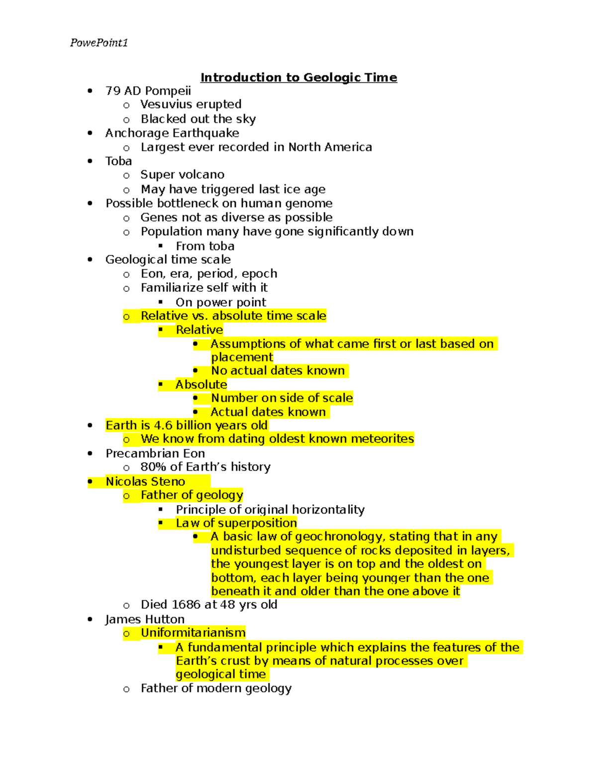 Introduction to Geologic Time - absolute time scale Relative ...