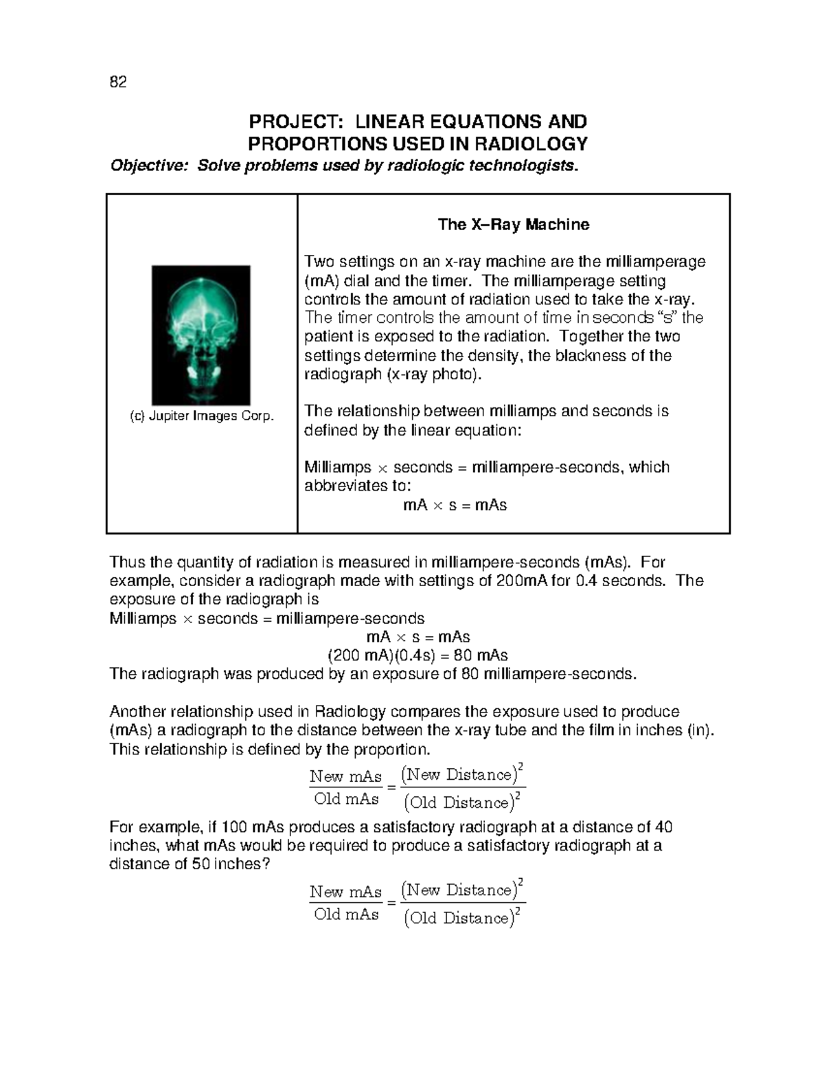 A10P1 - Project: Linear Equations and Proportions used in Radiology ...