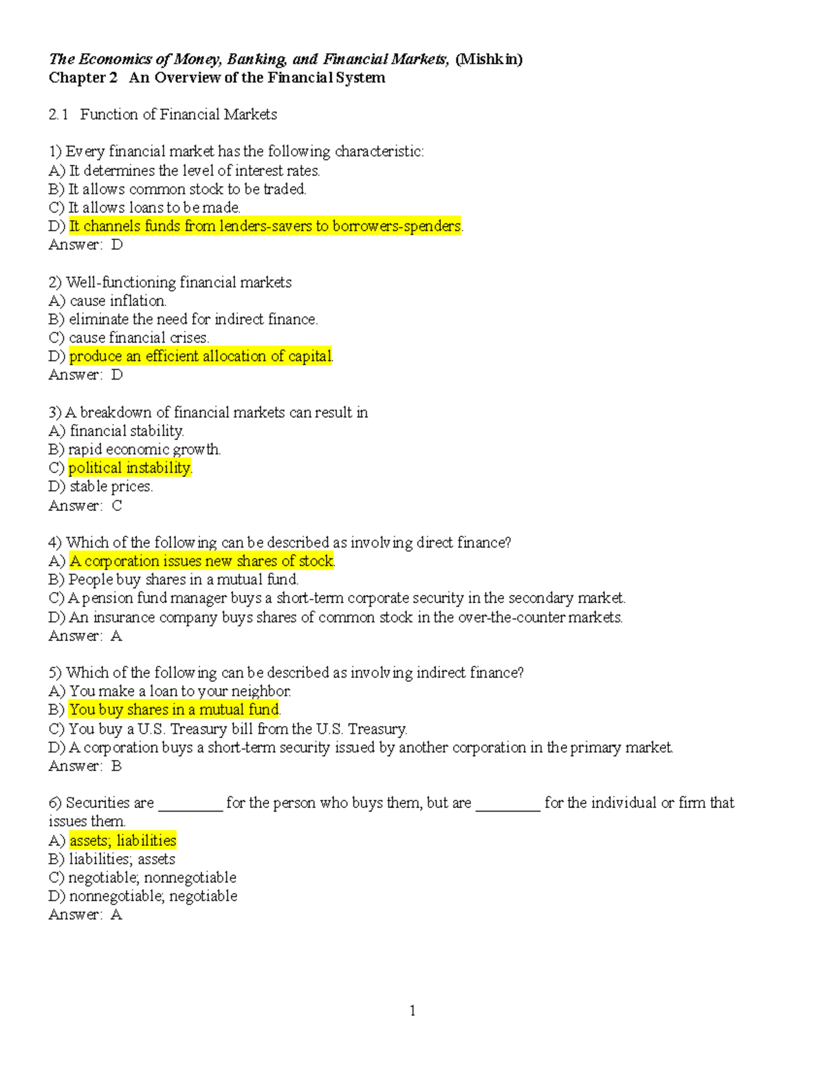 CH 2 Q and A - eco 9713 - The Economics of Money, Banking, and ...